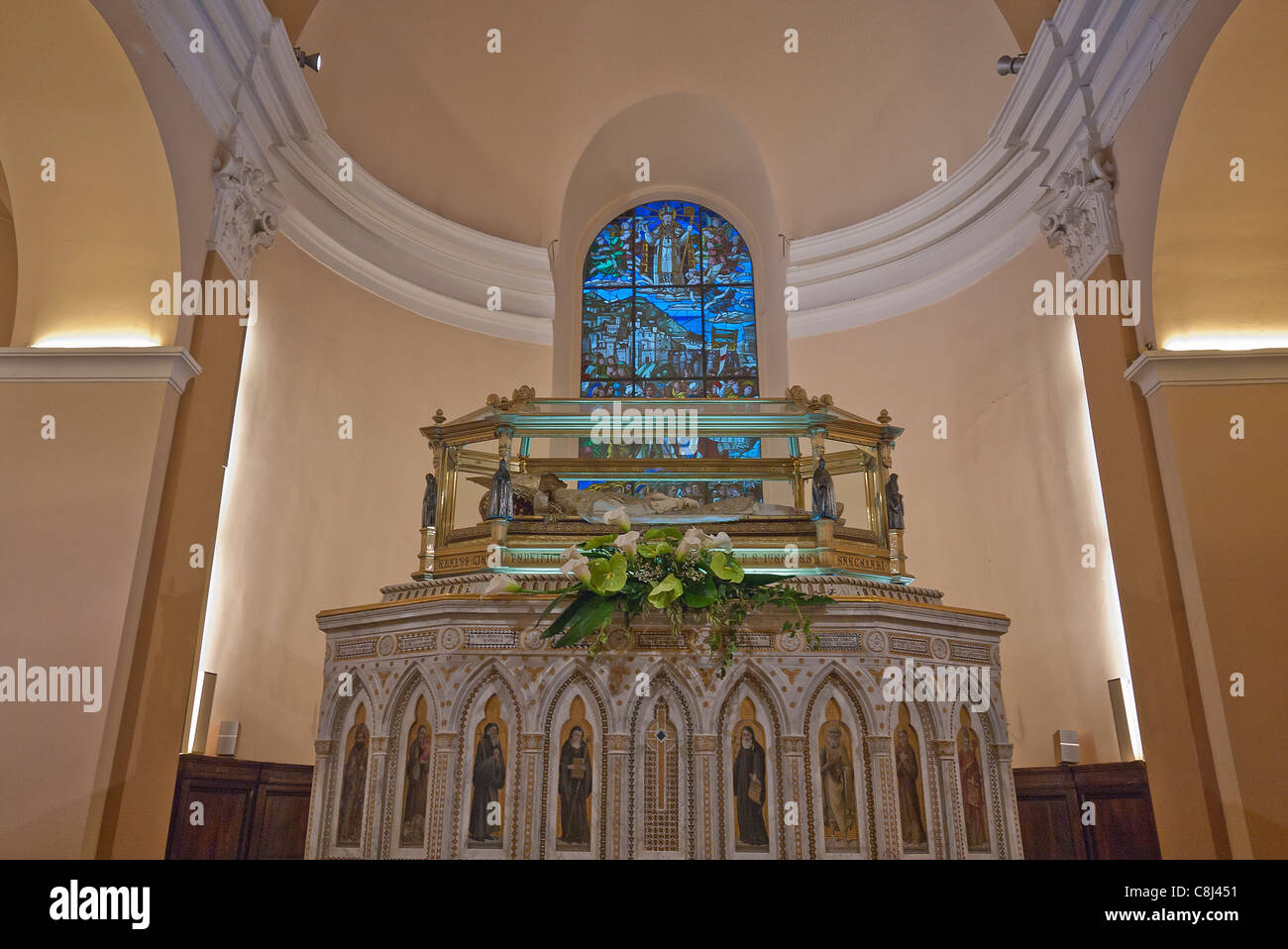 The body of Saint Ubaldo lies at rest in a glass coffin on the alter ...
