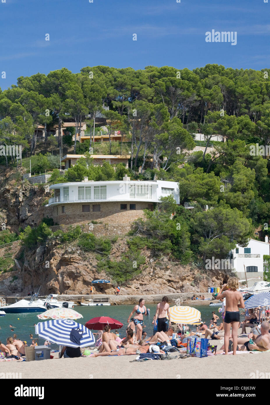 Luxury villa above Sa Riera beach, Costa Brava, Catalonia, Spain Stock ...