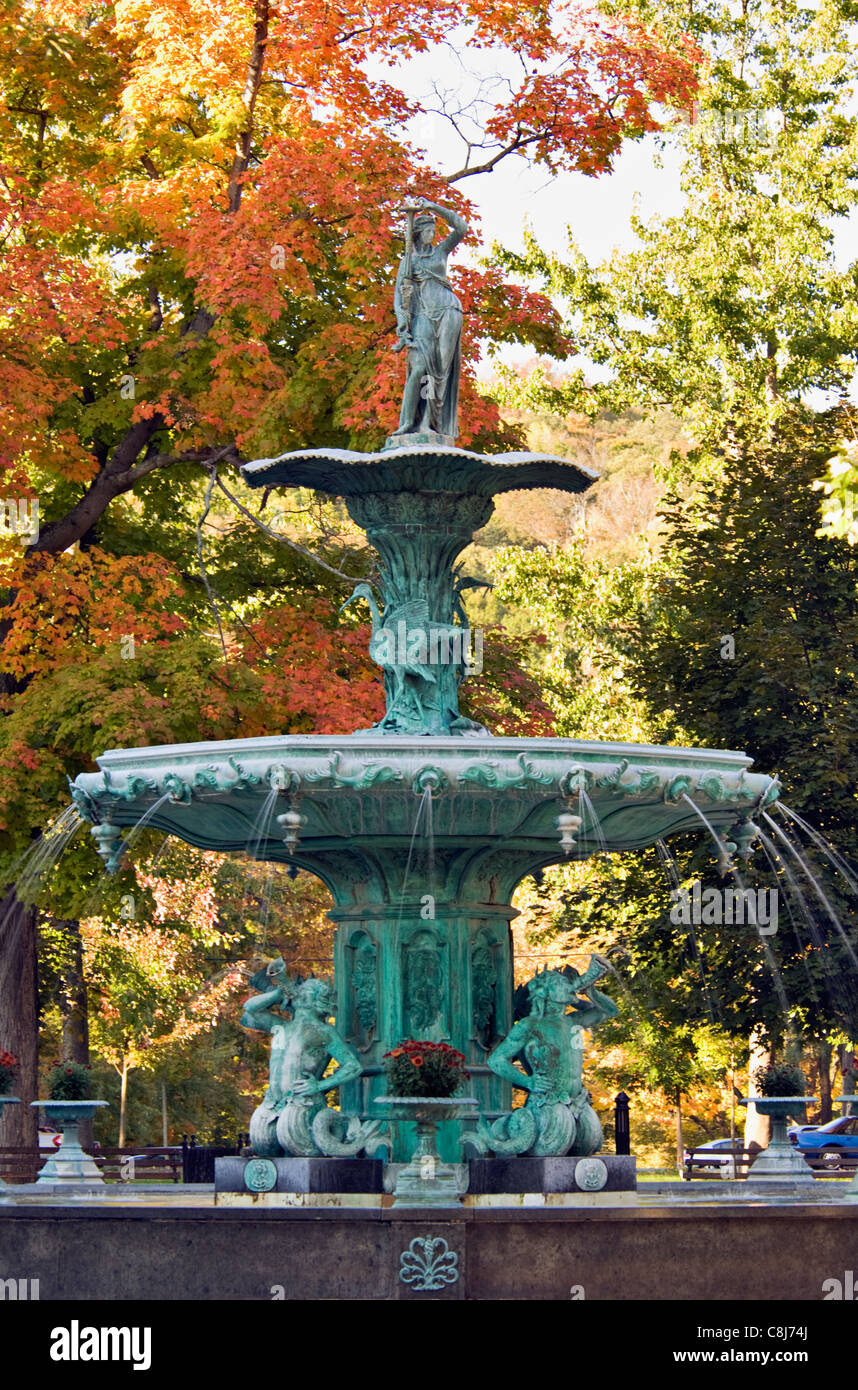 Tha Broadway Fountain and Autumn Color in Madison, Indiana Stock Photo ...