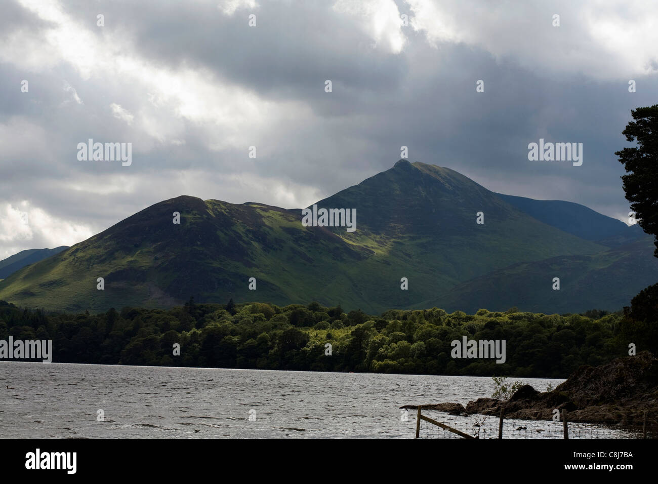 A view of Causey Pike rising above the west shore of Derwent Water near ...