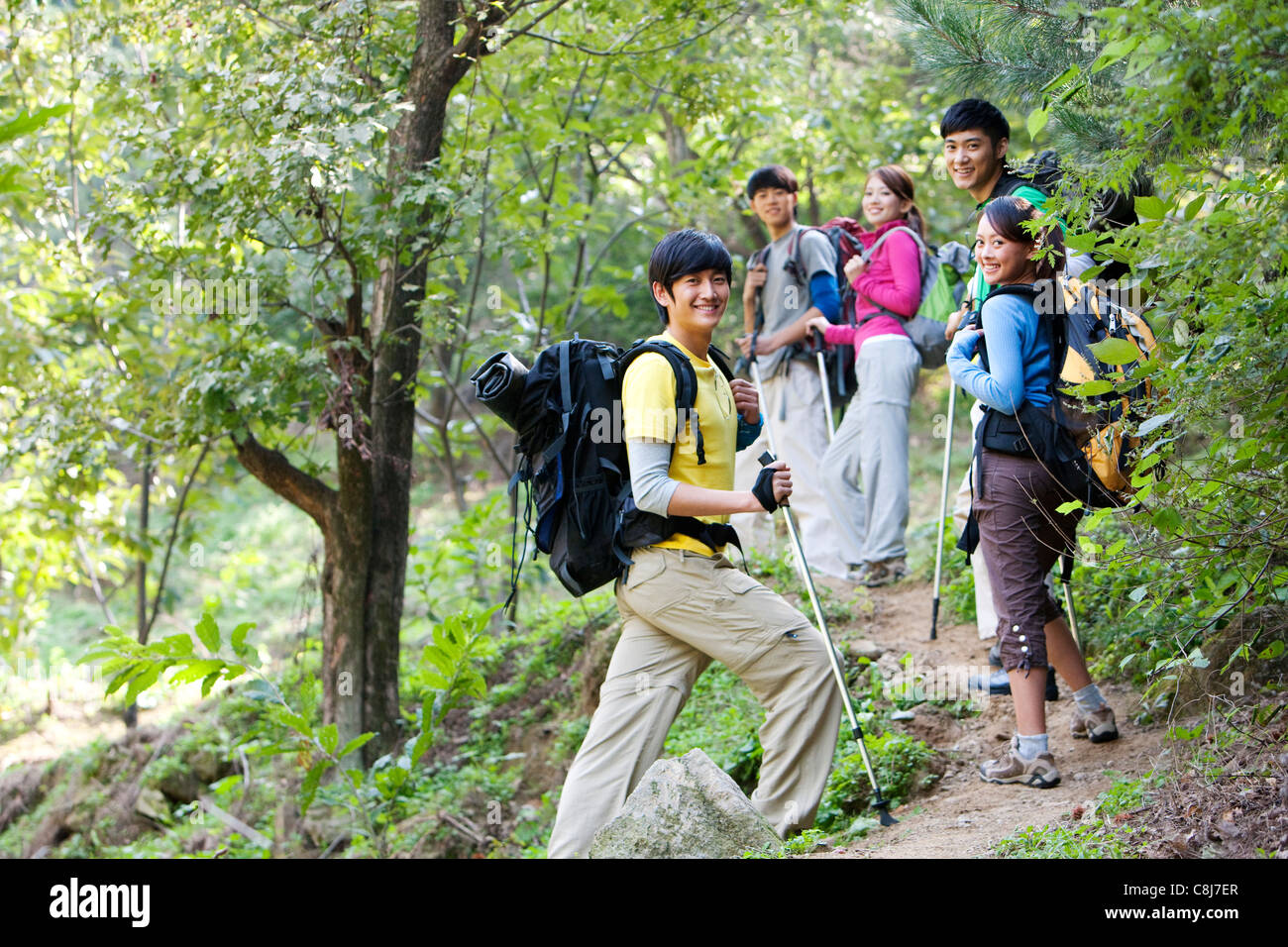 Friends On A Hike Stock Photo - Alamy