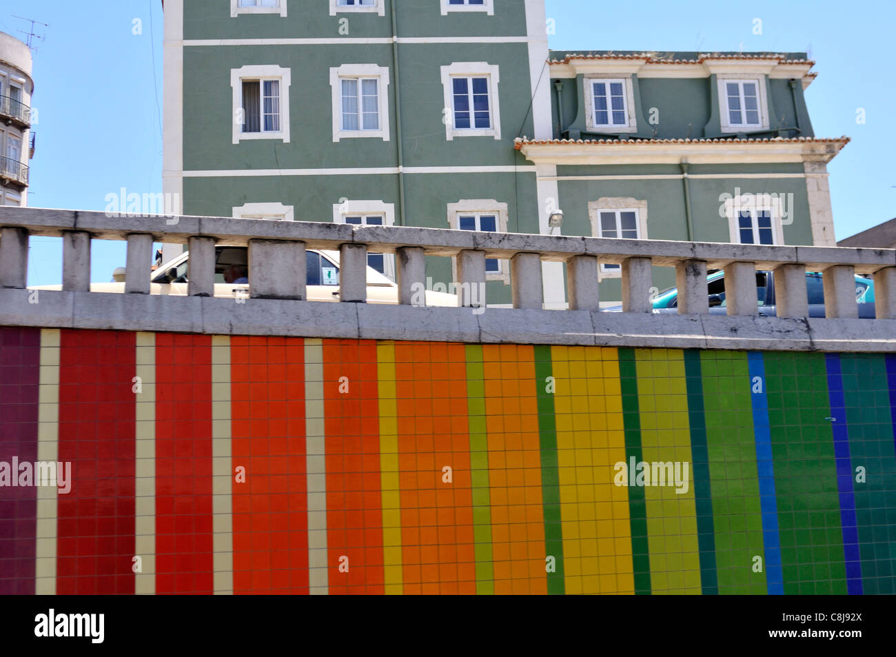 Rainbow painting on city wall Stock Photo - Alamy