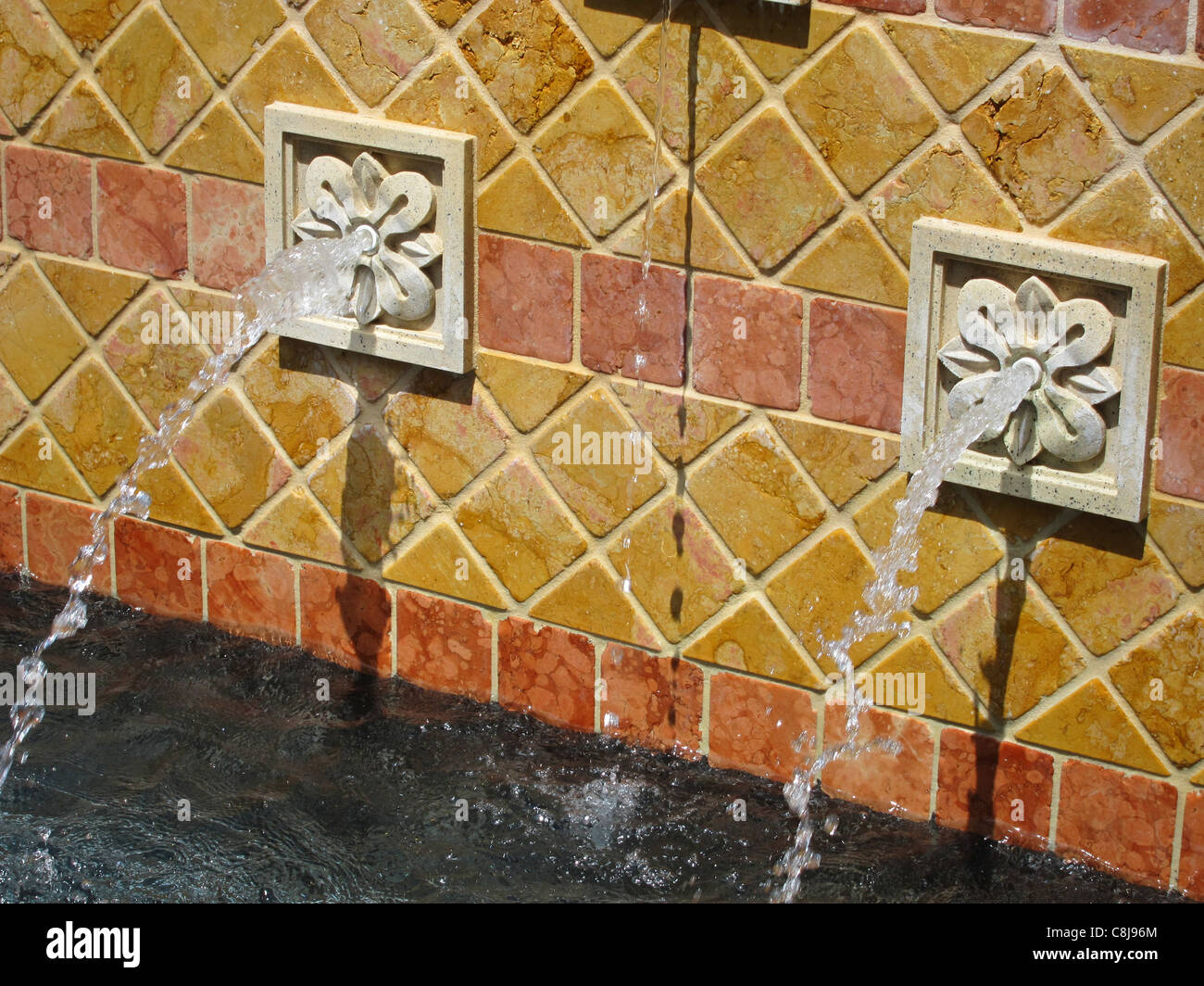 tiled outdoor water fountain Stock Photo - Alamy