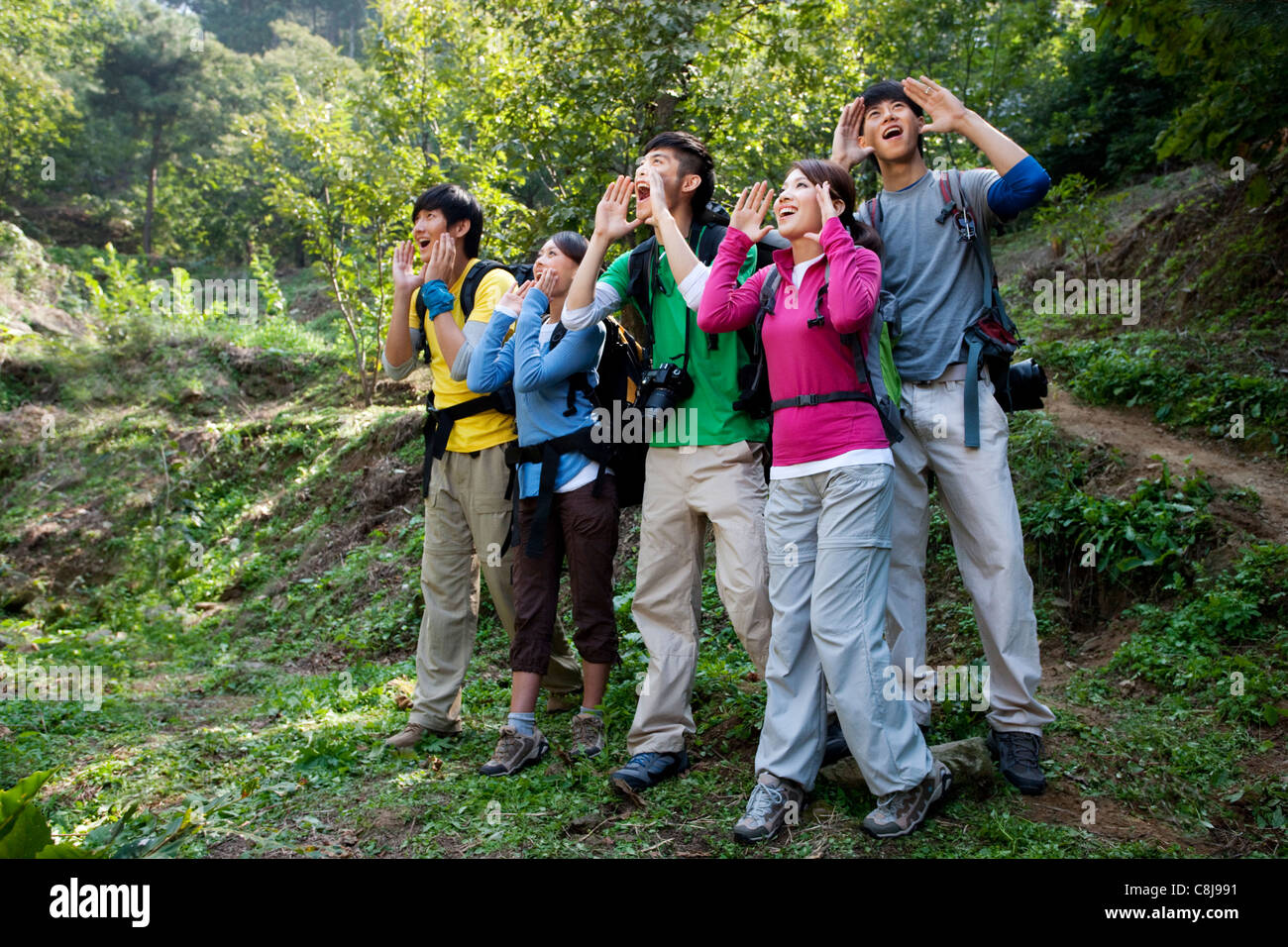 Group portrait hikers in hi-res stock photography and images - Alamy