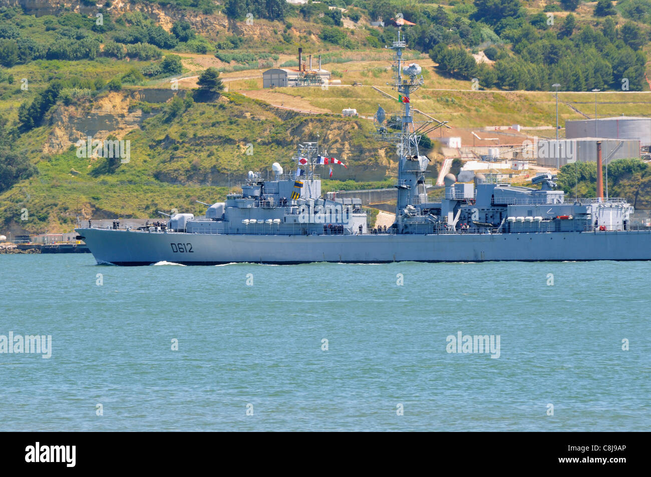 Warship on river Tagus Stock Photo - Alamy