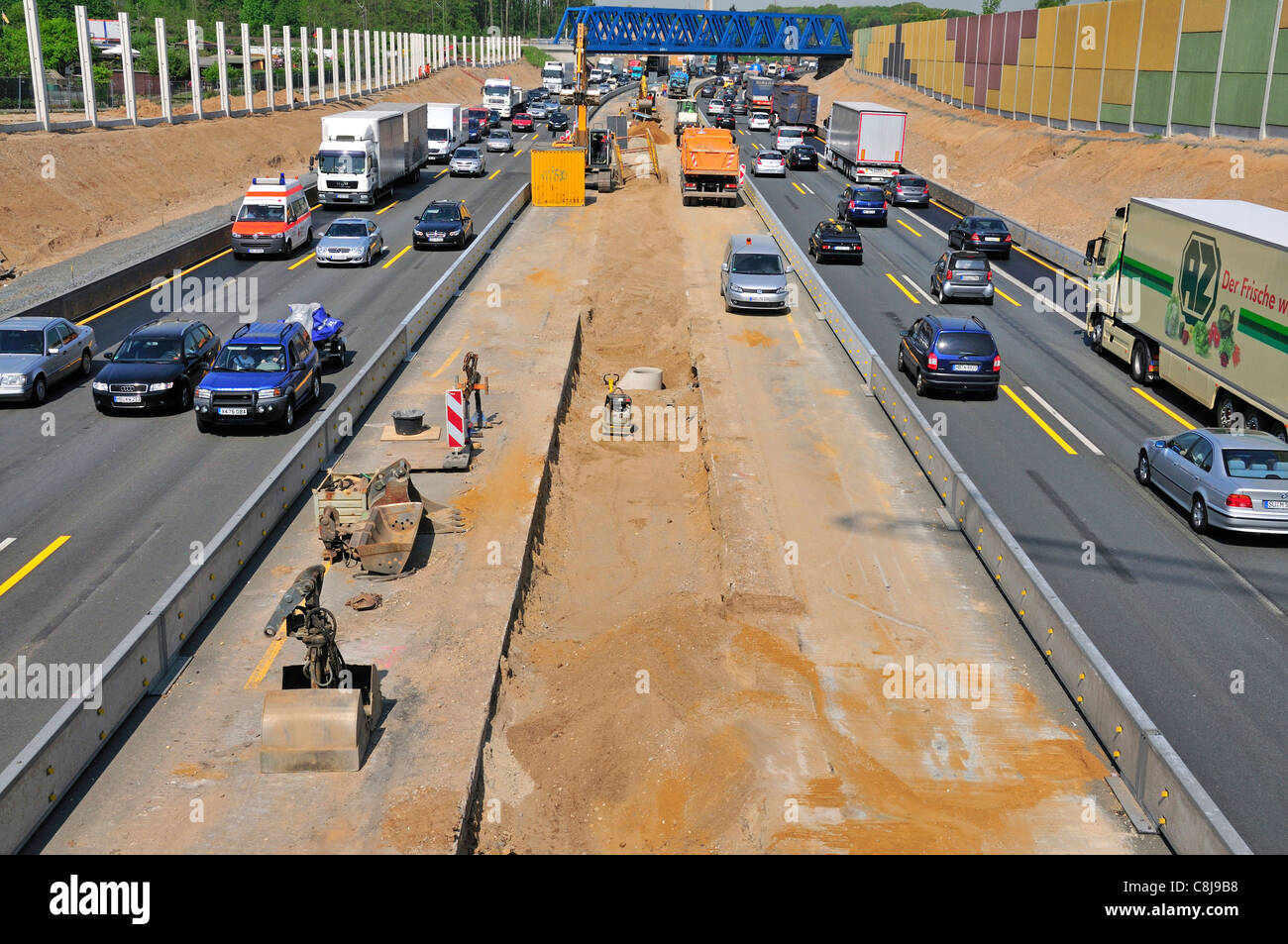 Connection point, extension, highway, building site, construction work ...