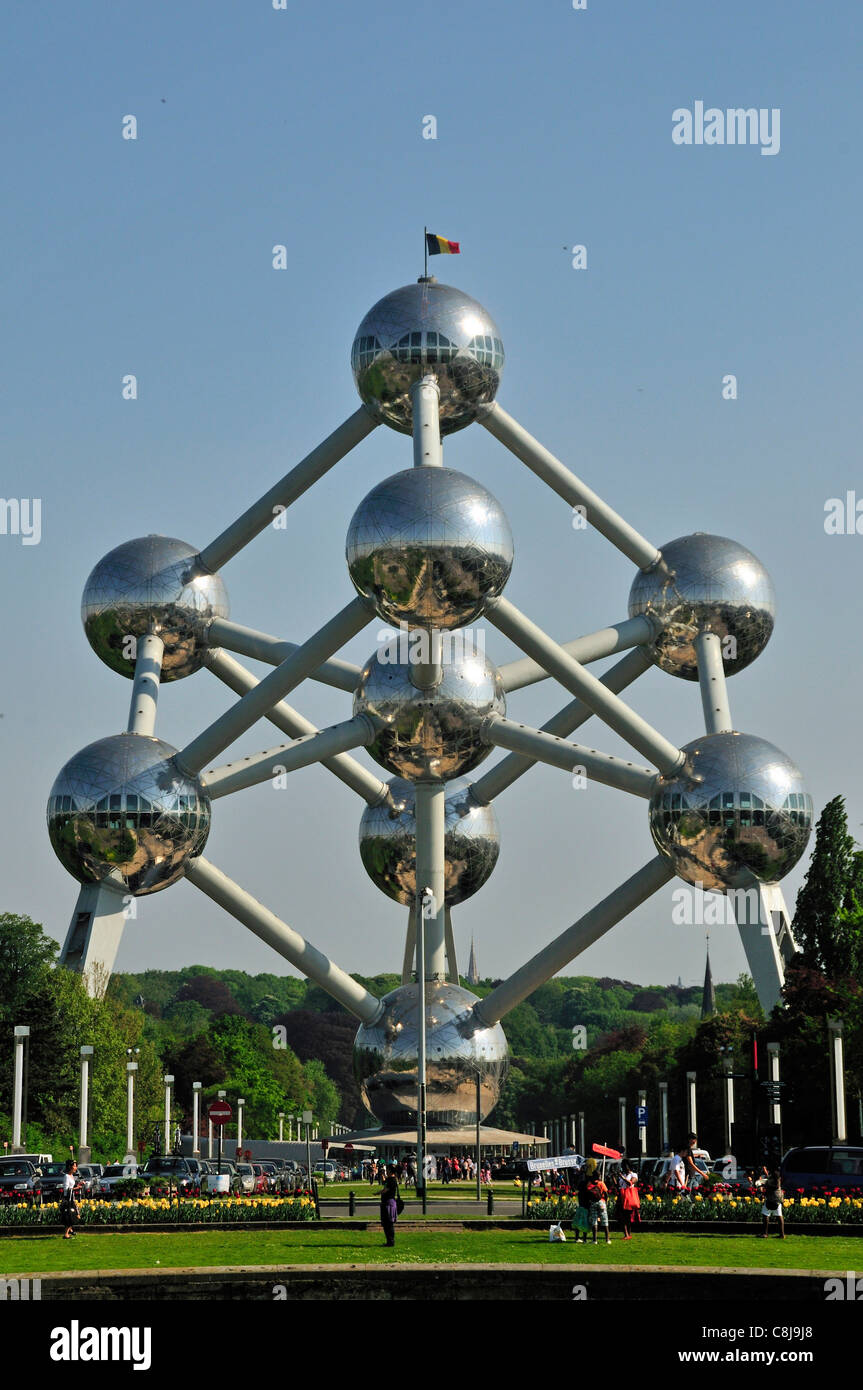 Atomium, architecture, Brussels, Belgium, landmarks, Europe, landmark ...