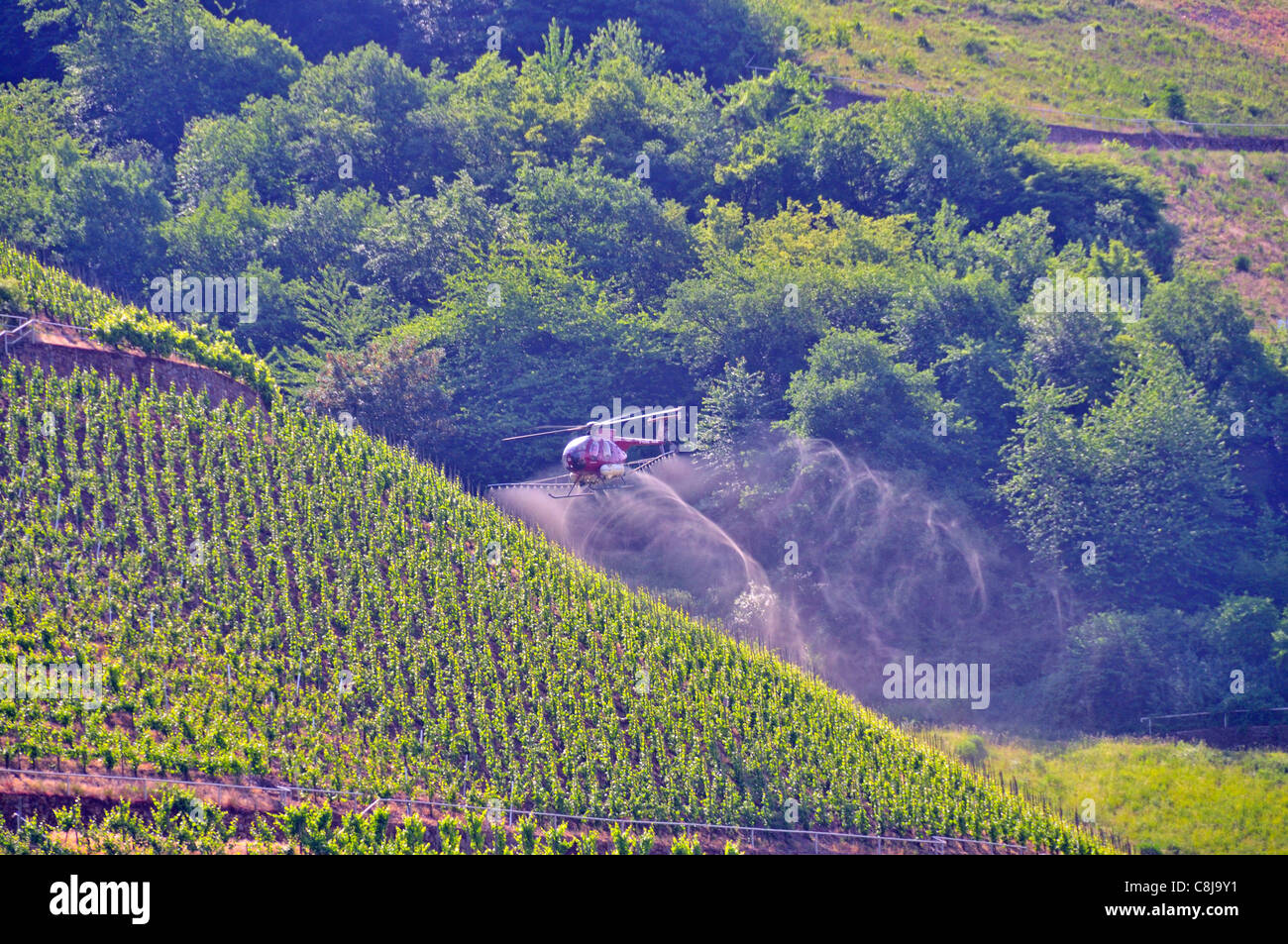 spray, Germany, Europe, helicopter, Moselle, pesticides, plant ...