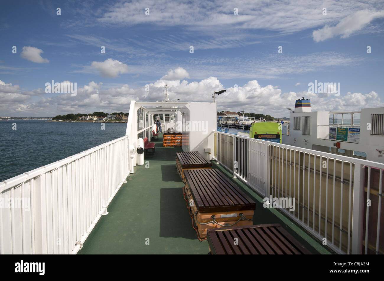 View down the chain ferry which links Sandbanks to Shell Bay on the ...