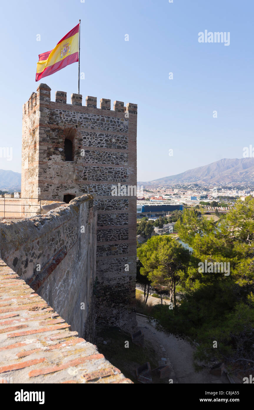 Costa del Sol, Spain - Fuengirola Sohail Castle. Tower with Spanish ...