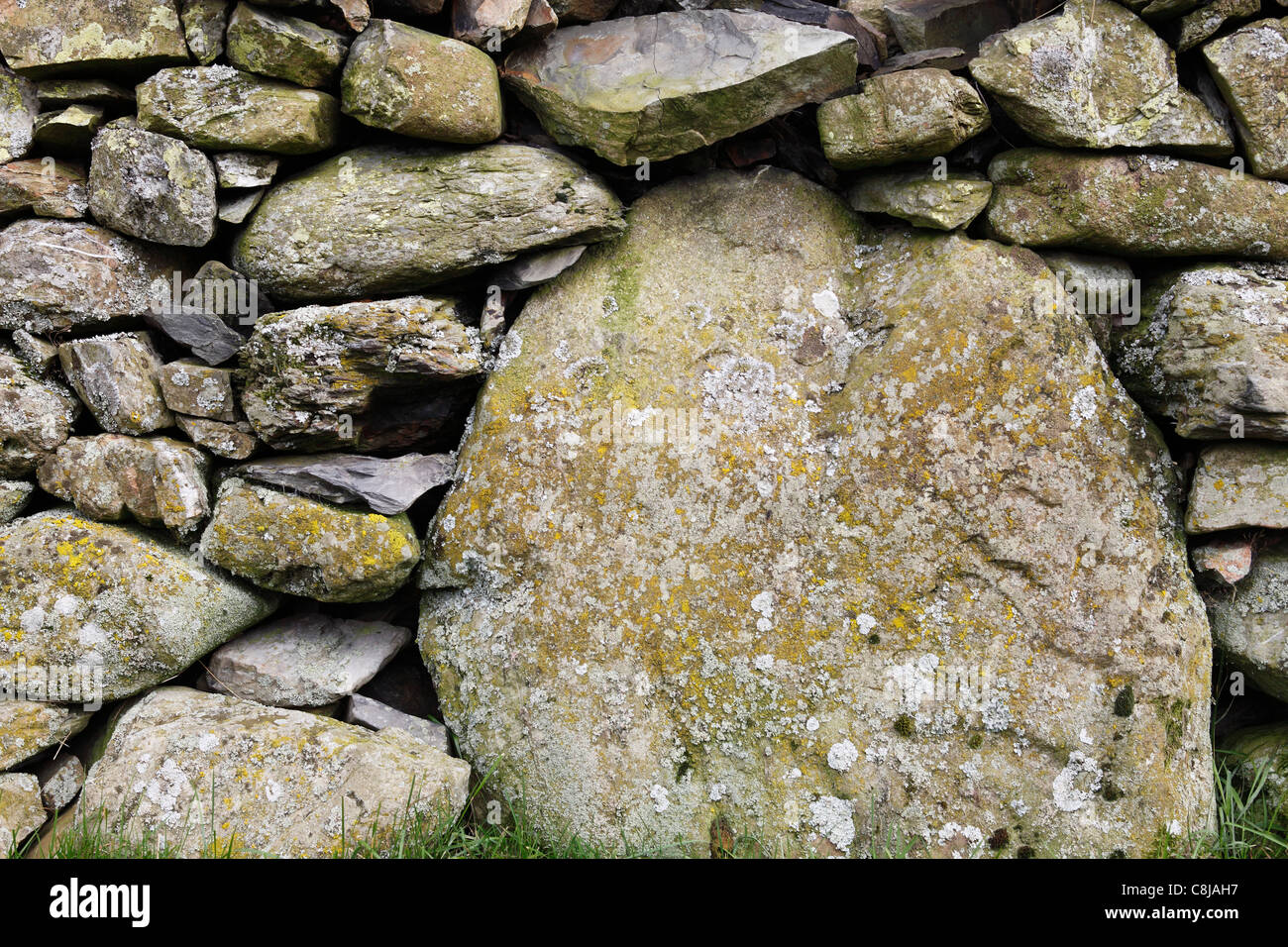 Traditional [Dry Stone Wall], "close up" detail, "Lake District ...