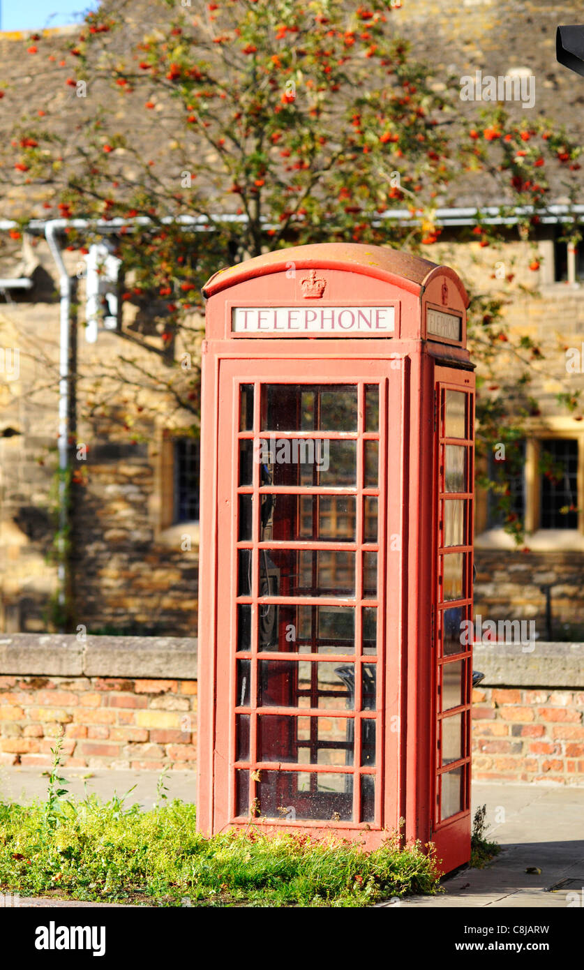 An old faded red telephone box in Stamford, England Stock Photo - Alamy