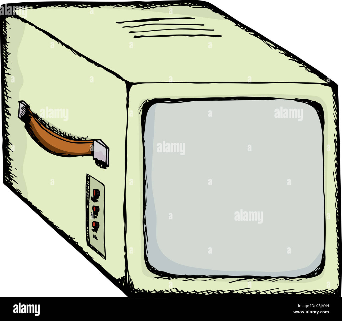 Drawing of a vintage video security monitor with carrying handle Stock ...