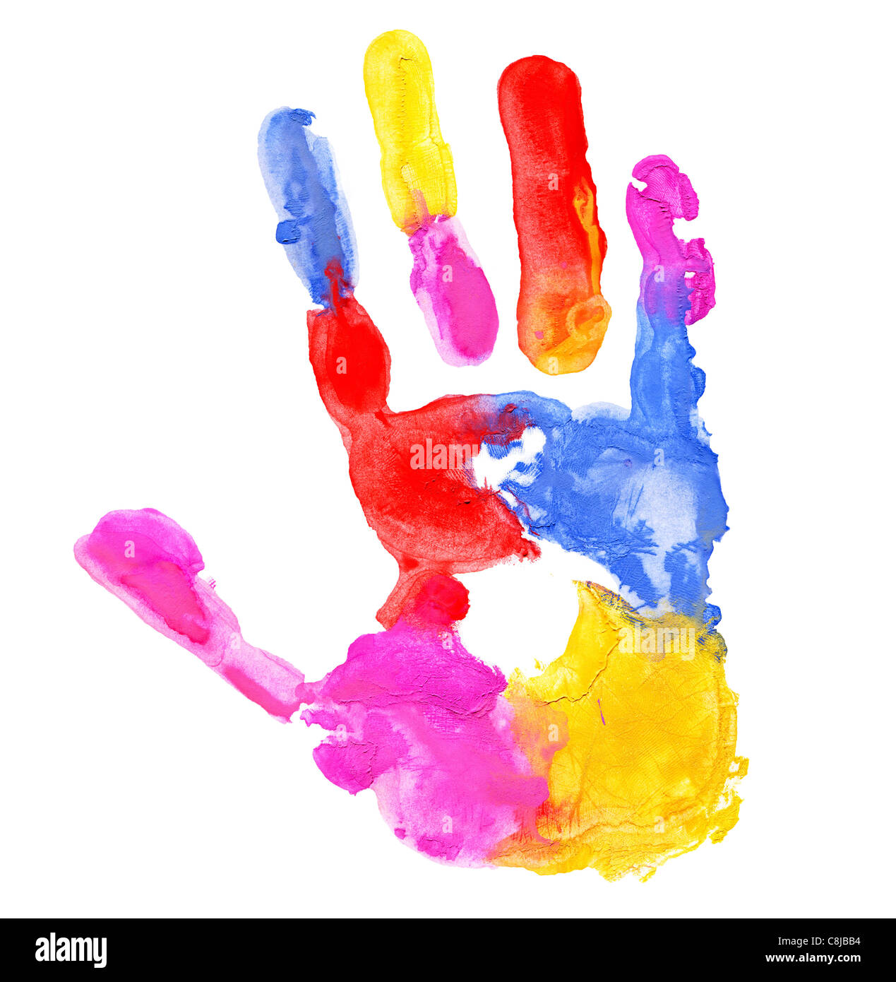 Close up of colored hand print on white background Stock Photo - Alamy
