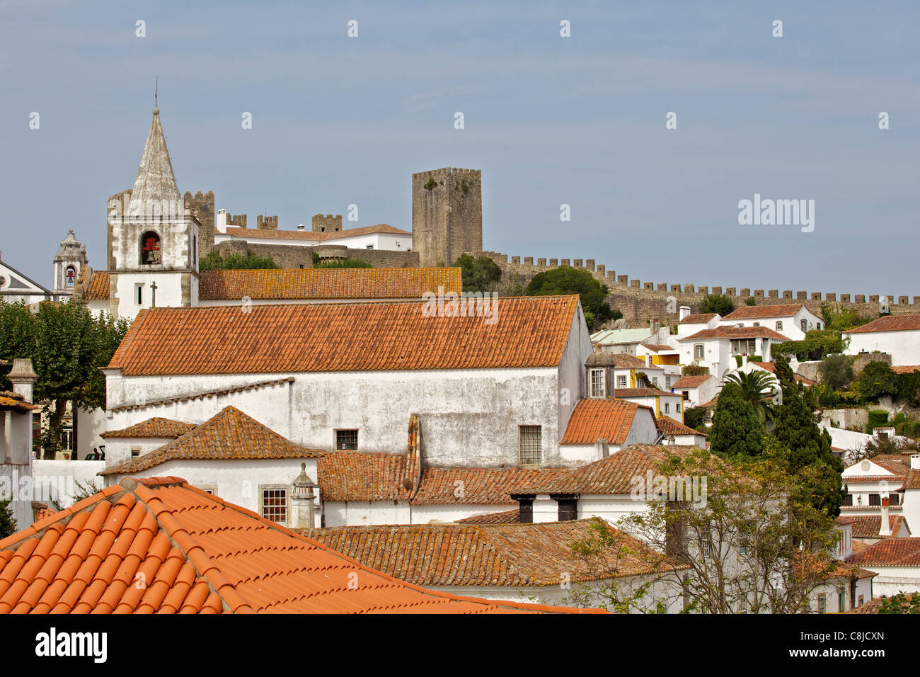 Church within the Medieval Walled Village of Obidos Stock Photo - Alamy