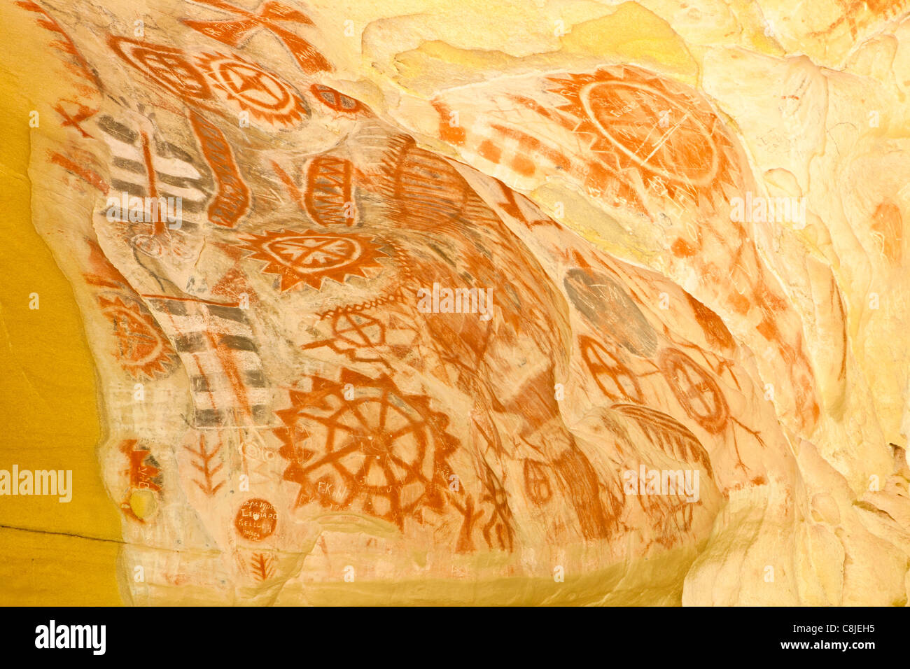 Chumash pictographs, Chumash Painted Cave State Historic Park, Santa ...