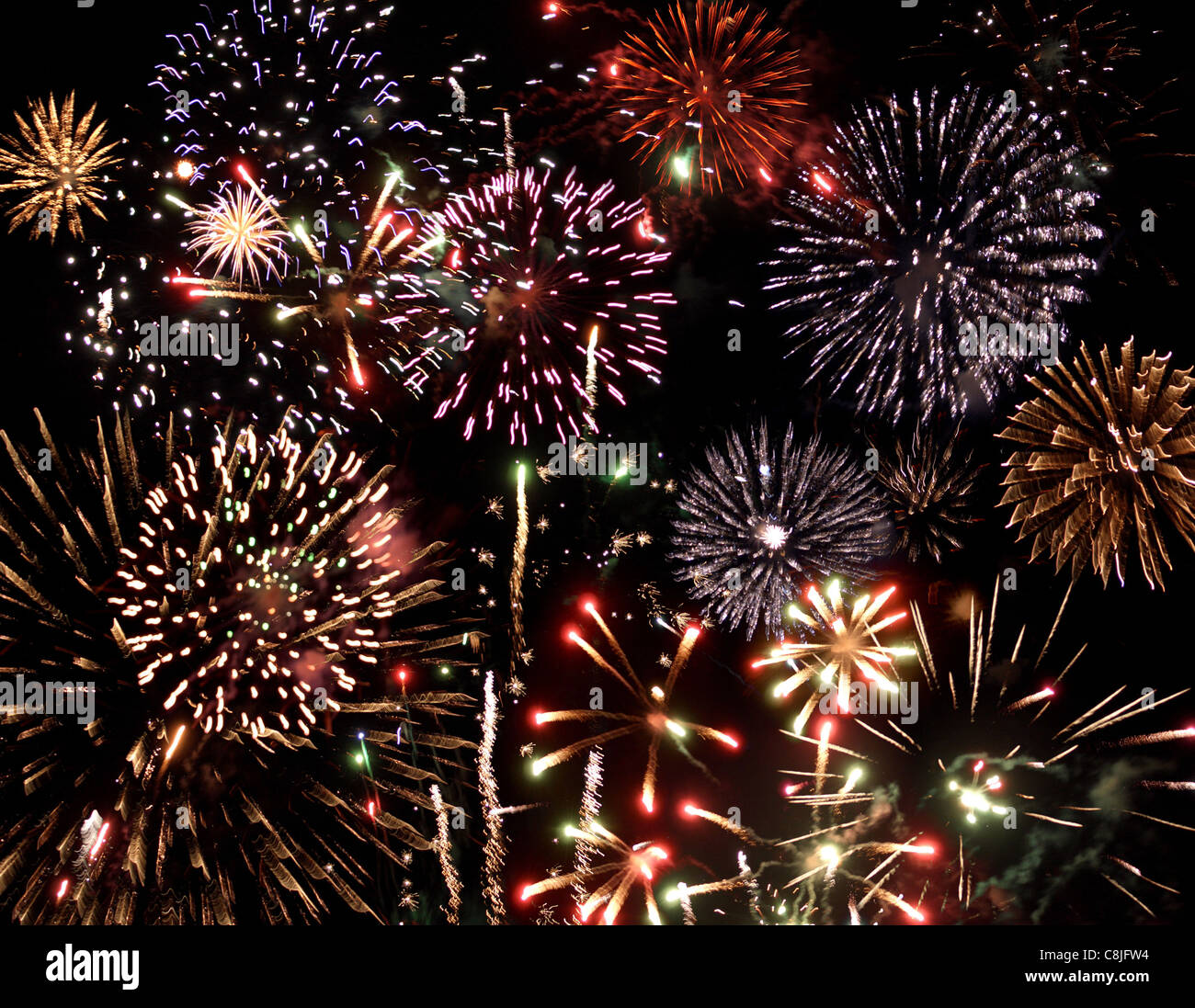 great colorful fireworks display at night Stock Photo - Alamy