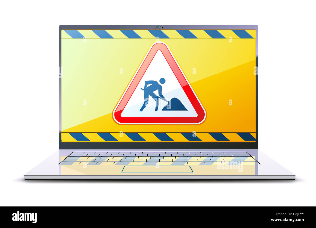 illustration of modern laptop with Under Construction Sign on the ...