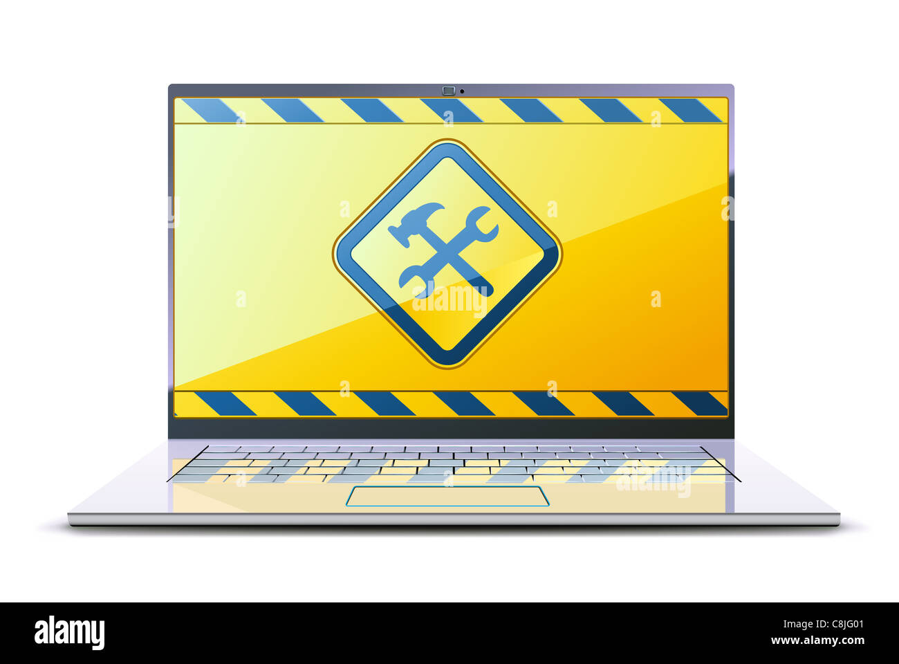 illustration of modern laptop with Under Construction Sign on the ...