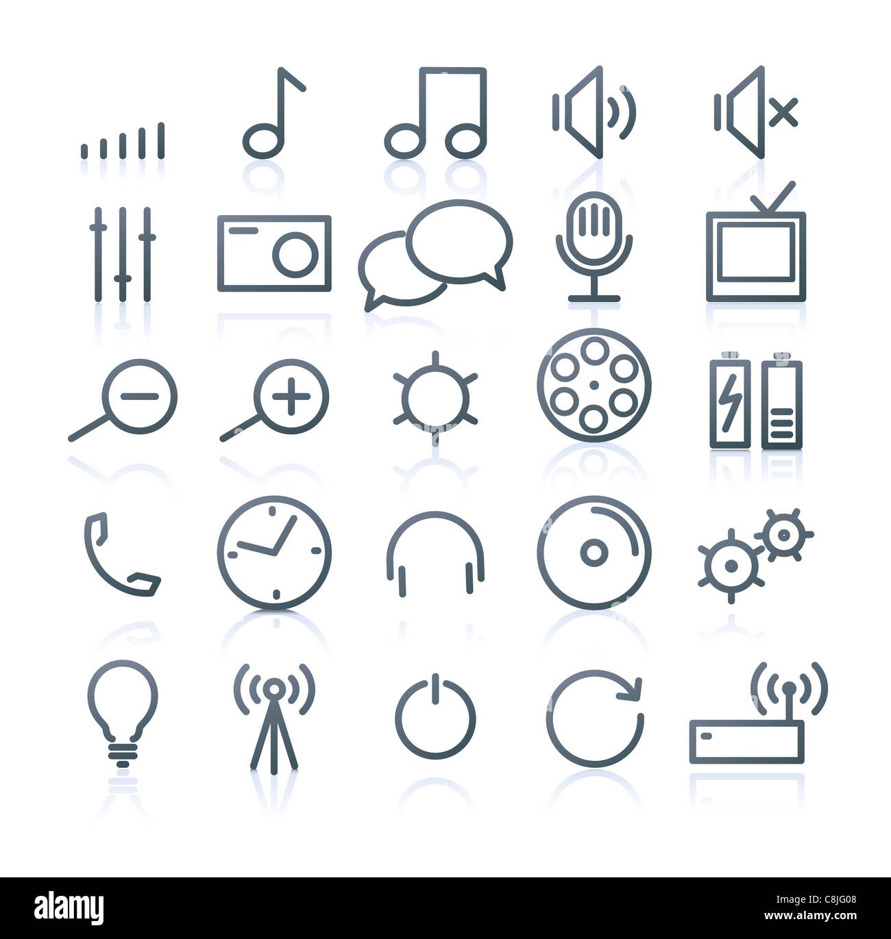 set of original multimedia Icons Stock Photo - Alamy
