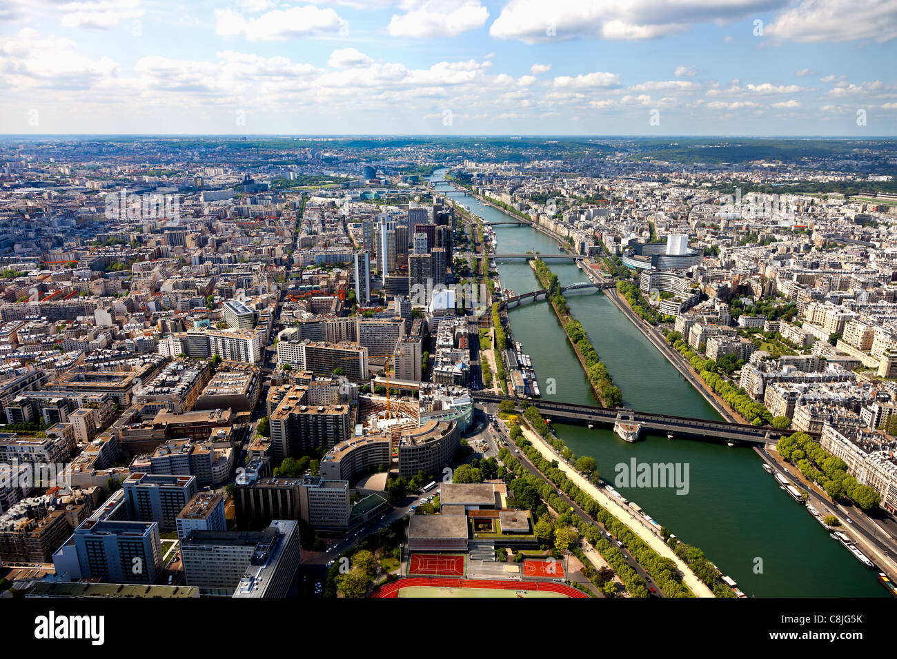 Aerial view of Paris architecture from the Eiffel tower. Photo taken on ...