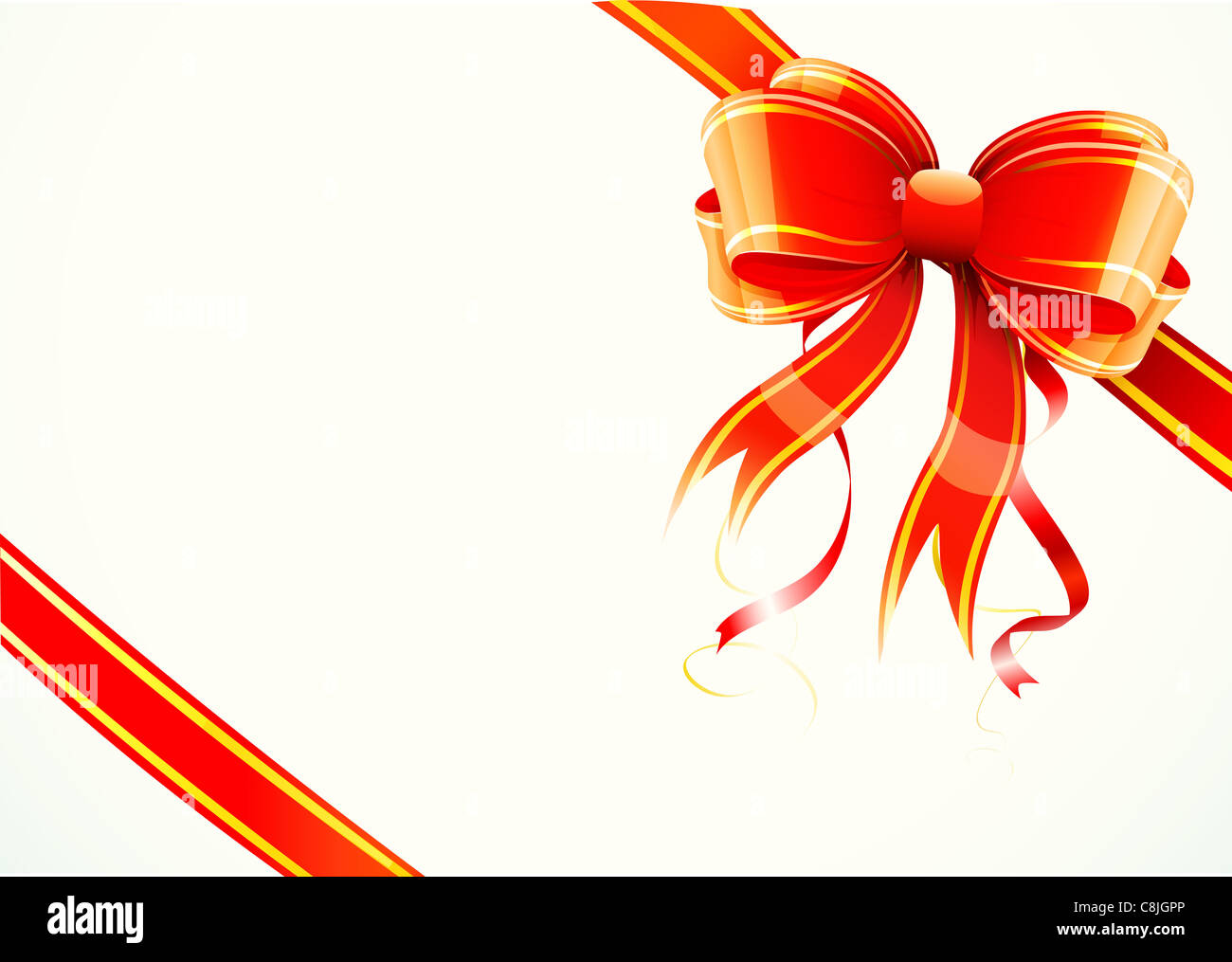 illustration of shiny red gift bow and ribbon wrapped around a ...