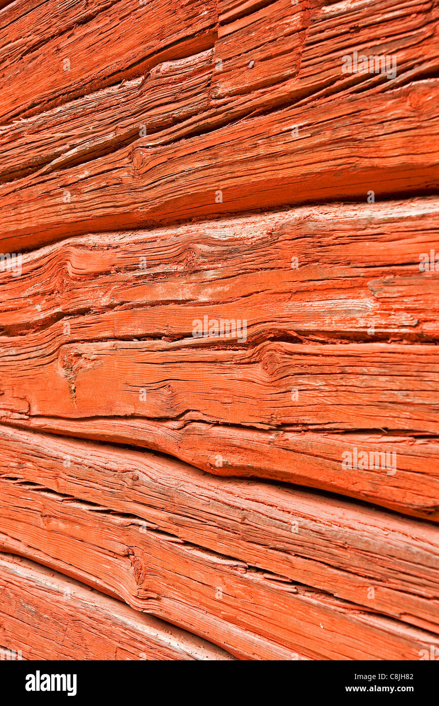 Red log wall Stock Photo - Alamy