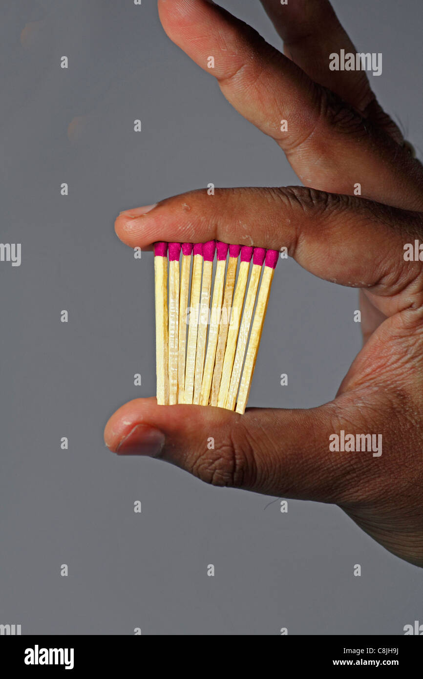 Matches in Human Hand Stock Photo - Alamy