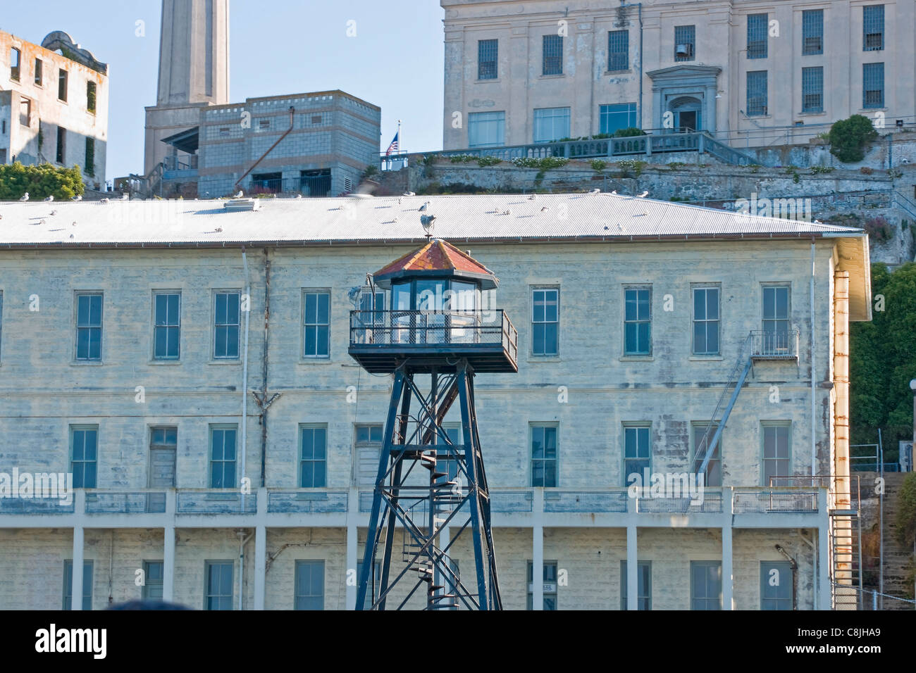 Guard tower at Alcatraz prison Stock Photo - Alamy