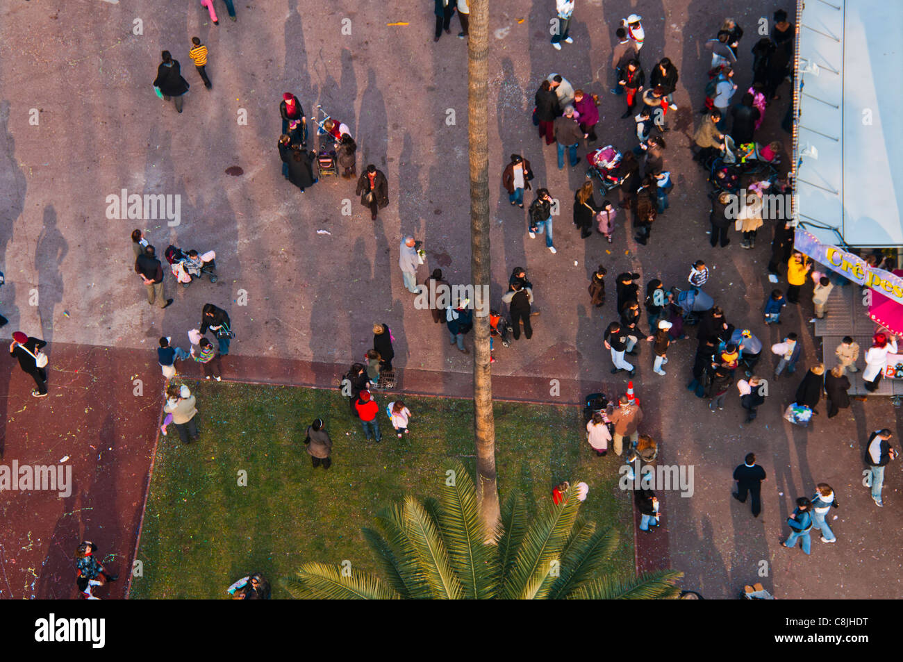 Nice, France, High Angle View, Crowd People on Street, Town Square ...