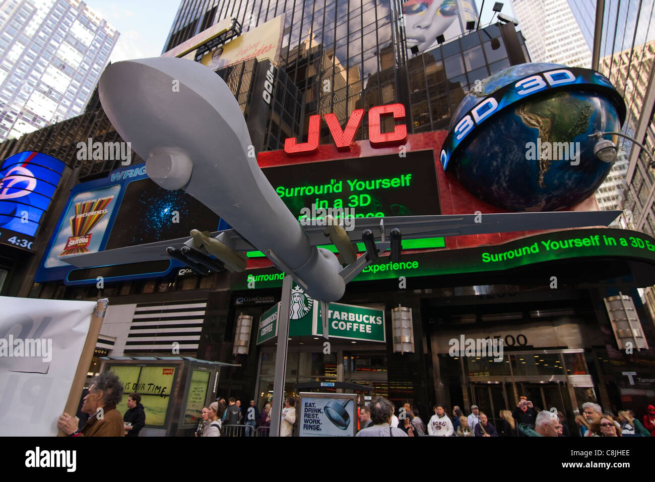Predator Drone Model in Times Square New York City part of the Occupy ...
