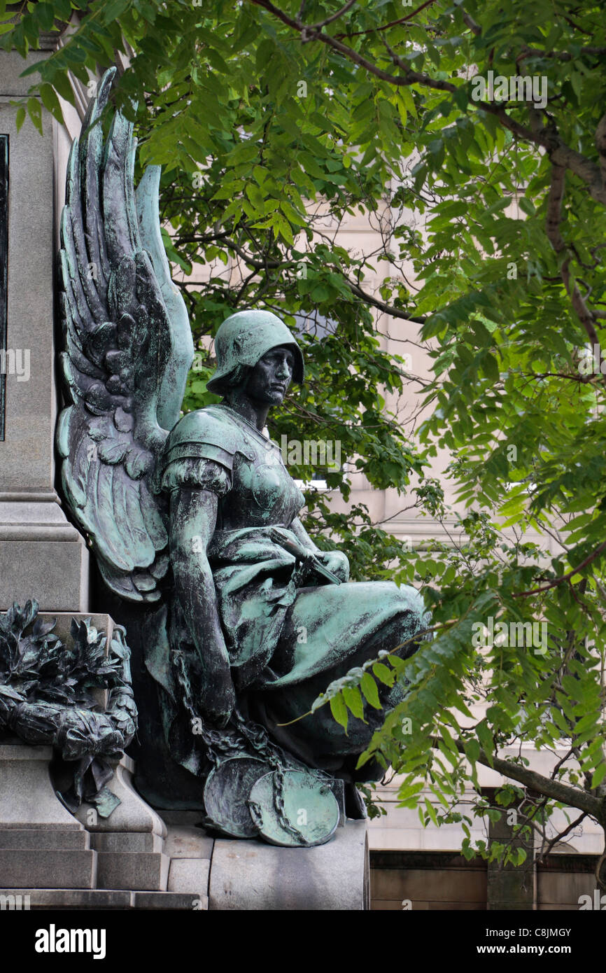 Side view of a statue of winged Justice on the William Gladstone ...