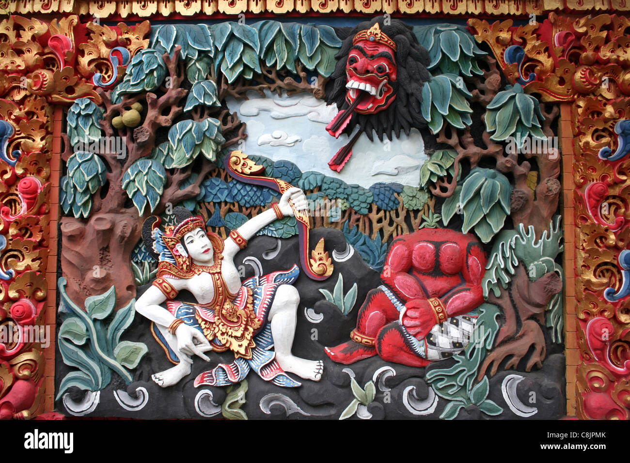 Mural Depicting Scenes From The Ramayana - Rama kills Ravana Stock ...