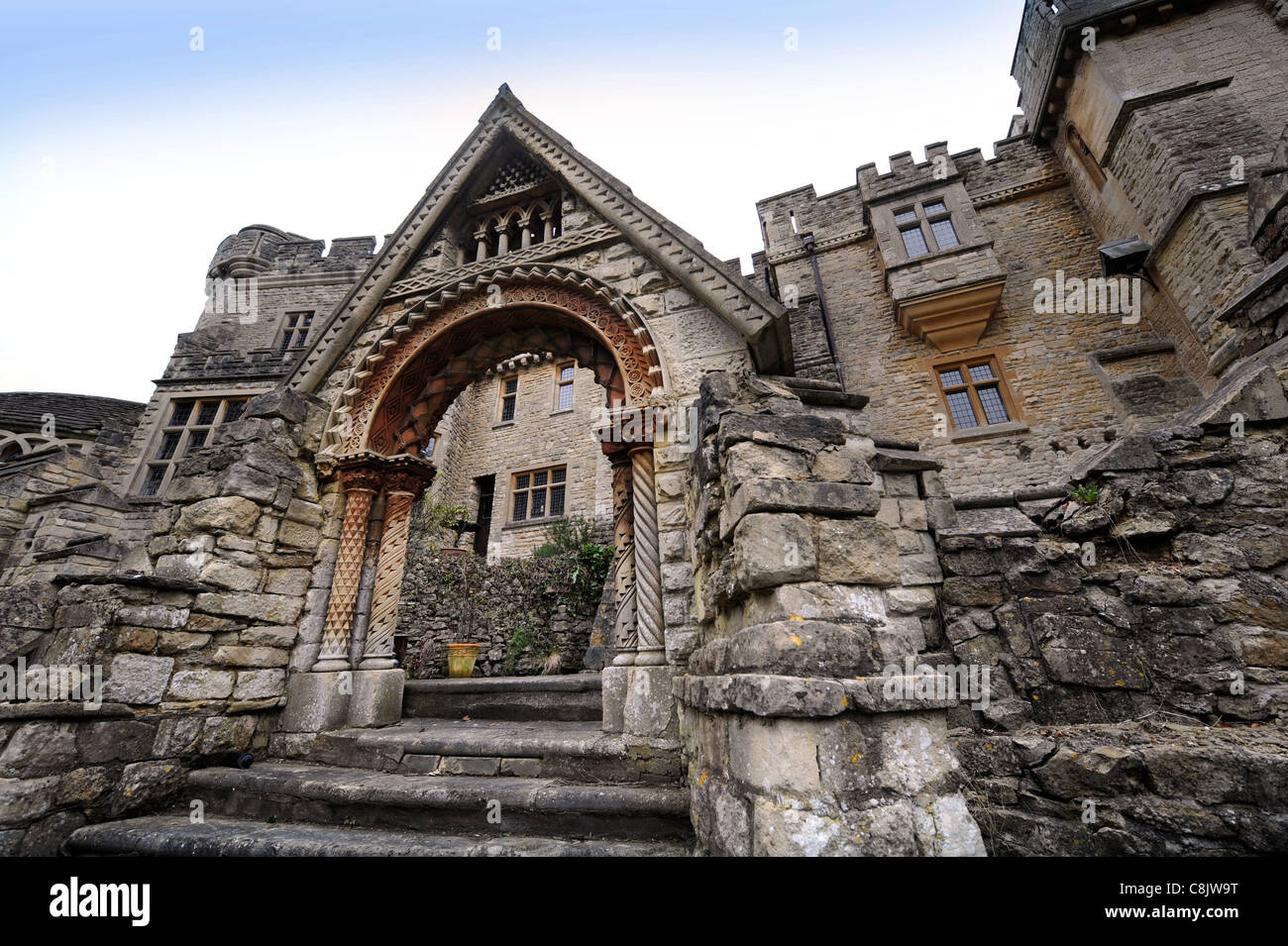 Garden archway and steps at Devizes Castle, Wiltshire UK Stock Photo ...
