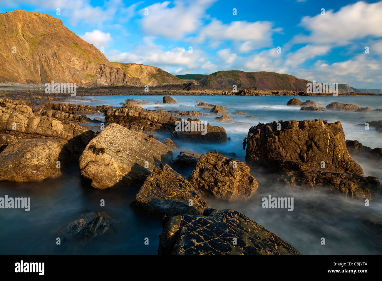 The rocky shores of Hartland Quay in North Devon, England, United ...