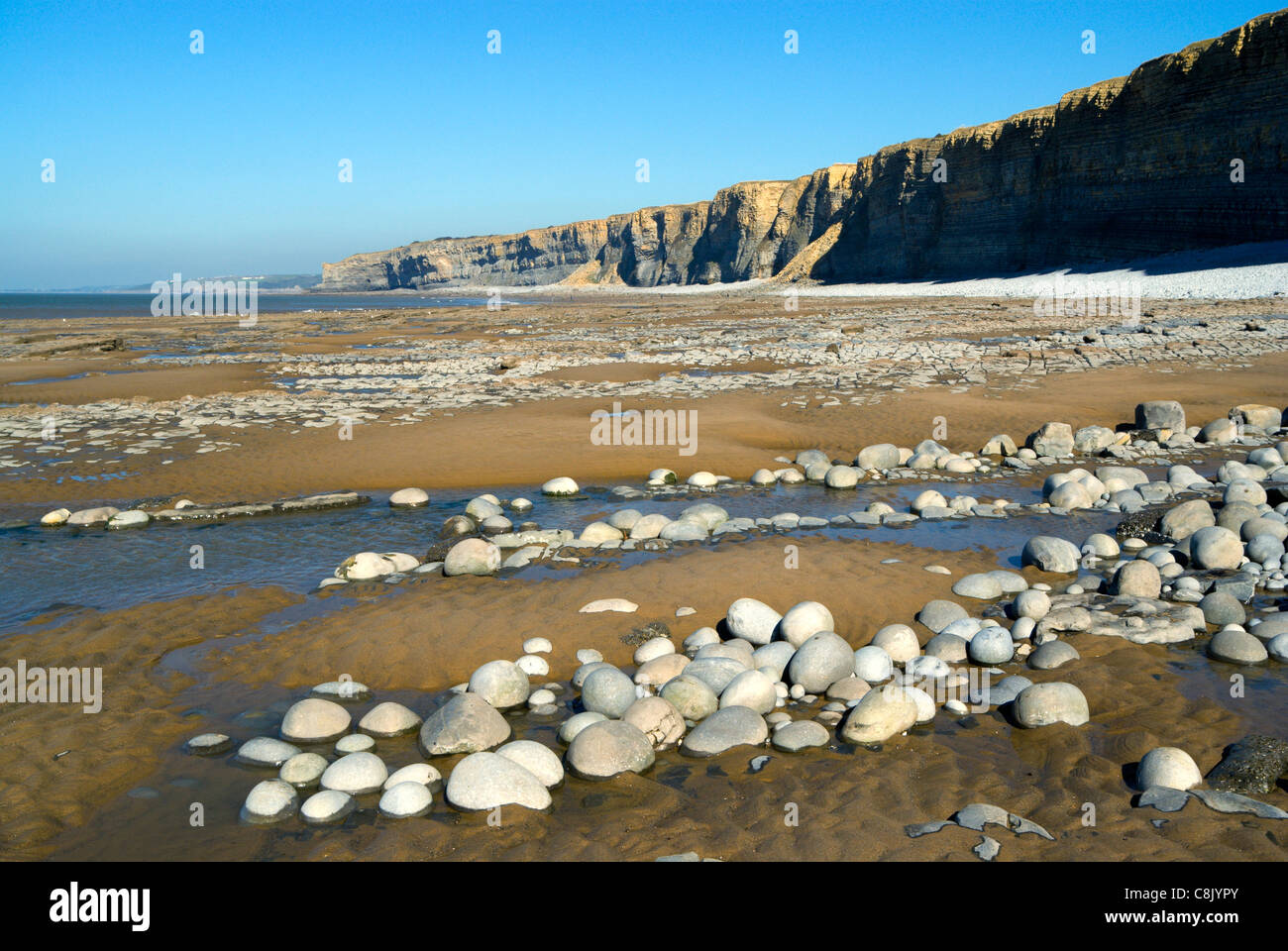 cwm nash beach and lias limestone cliffs, glamorgan heritage coast vale ...