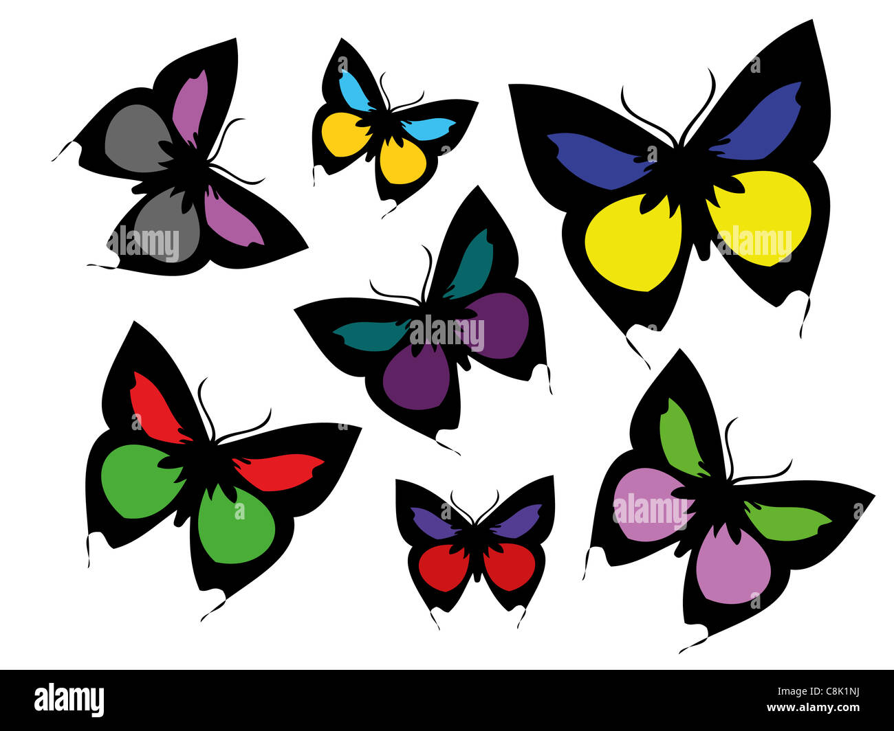 Collection of colored butterflies Stock Photo - Alamy