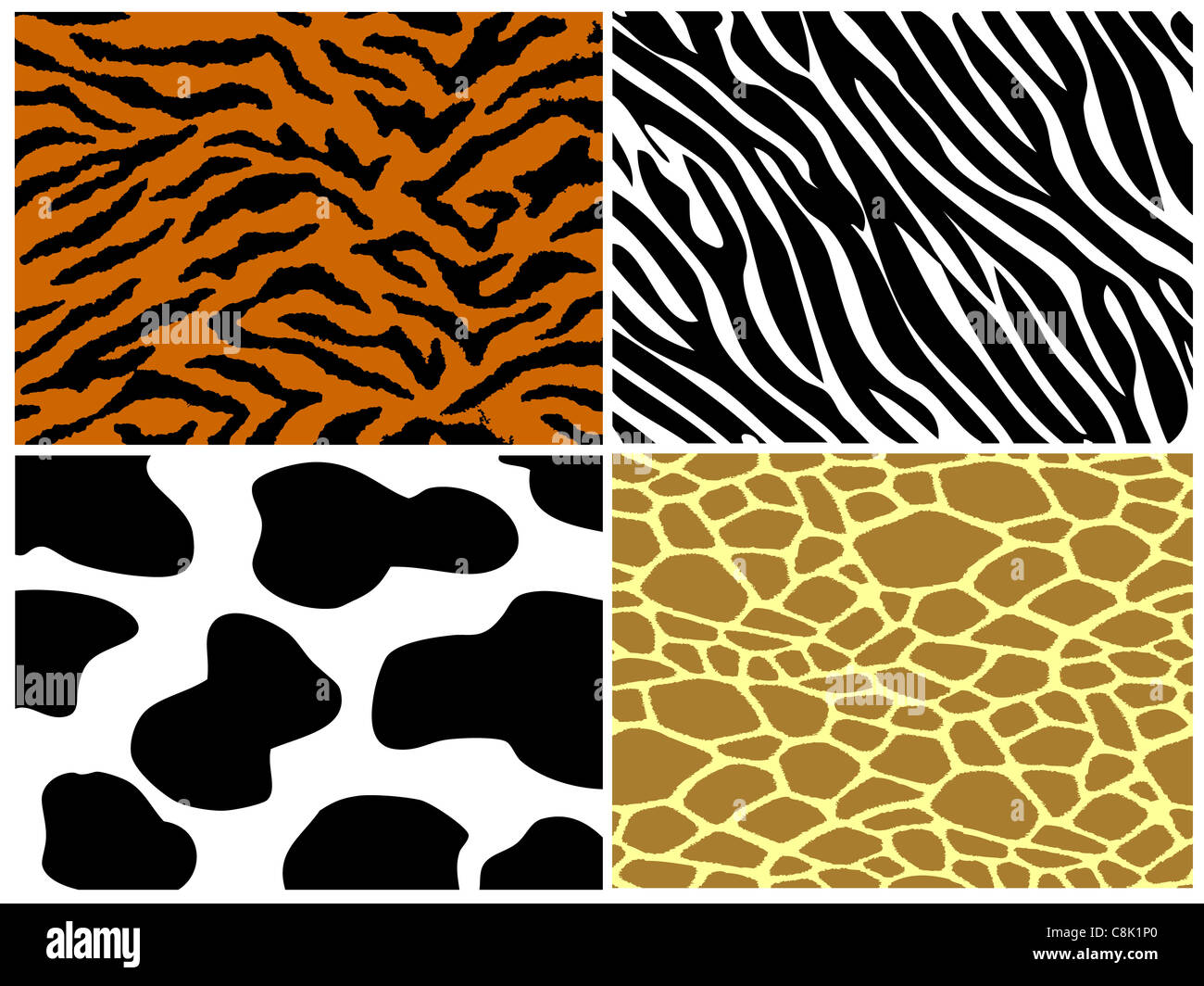 Tiger, zebra, cow and giraffe print Stock Photo - Alamy