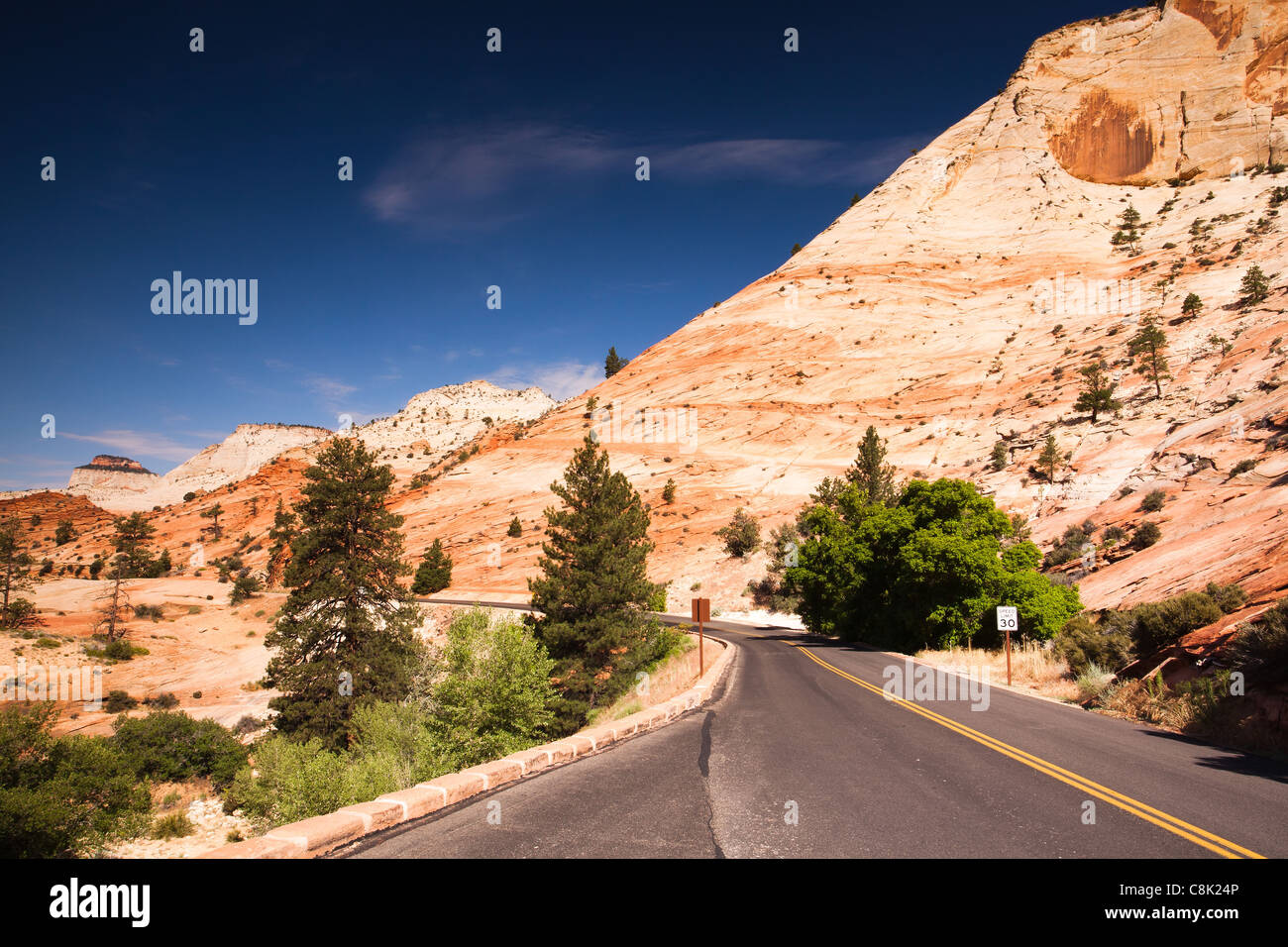 Road through Zion Canyon National Park, Utah Stock Photo - Alamy