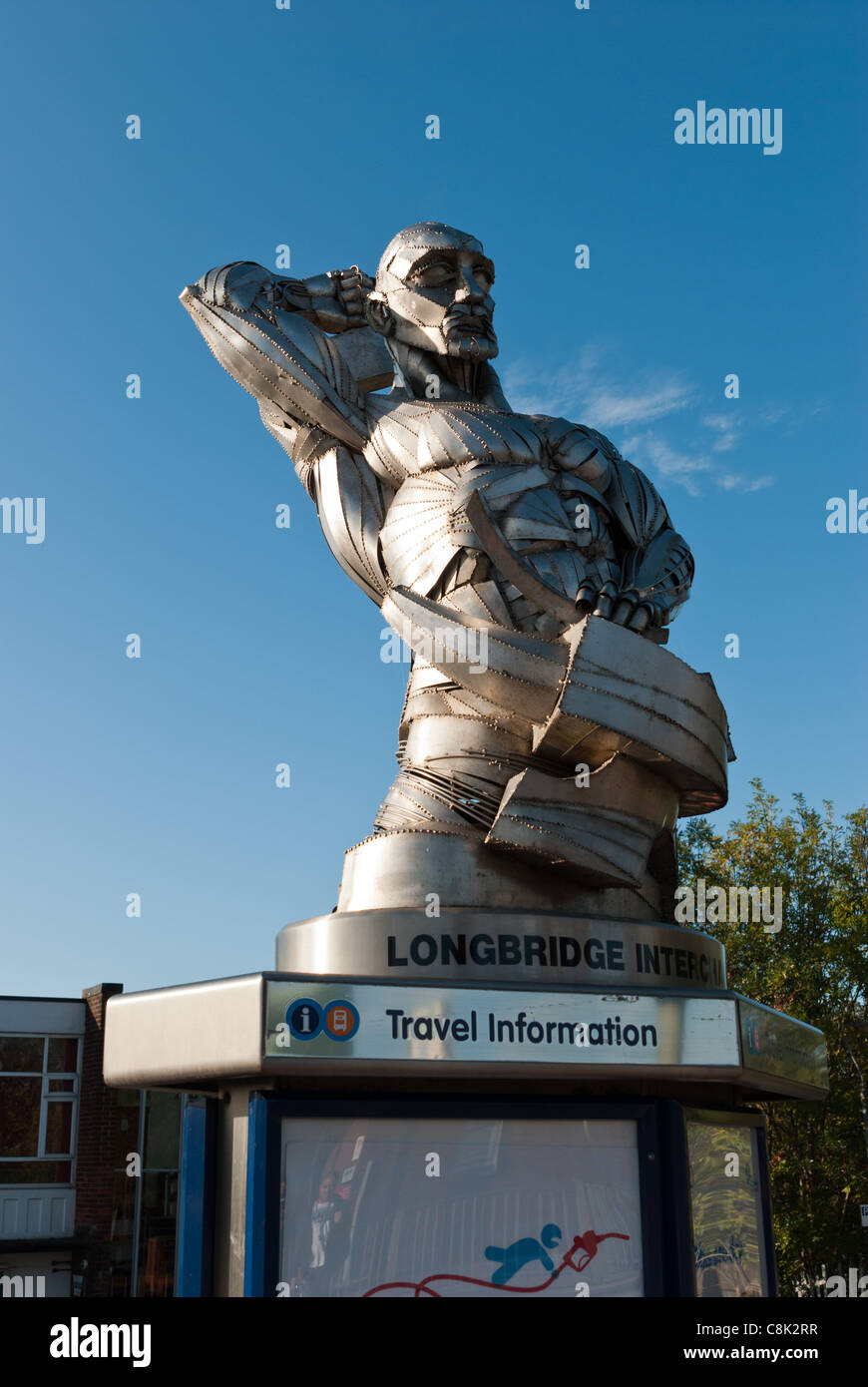 Statue of worker at longbridge Interchange, Birmimgham, UK Stock Photo ...