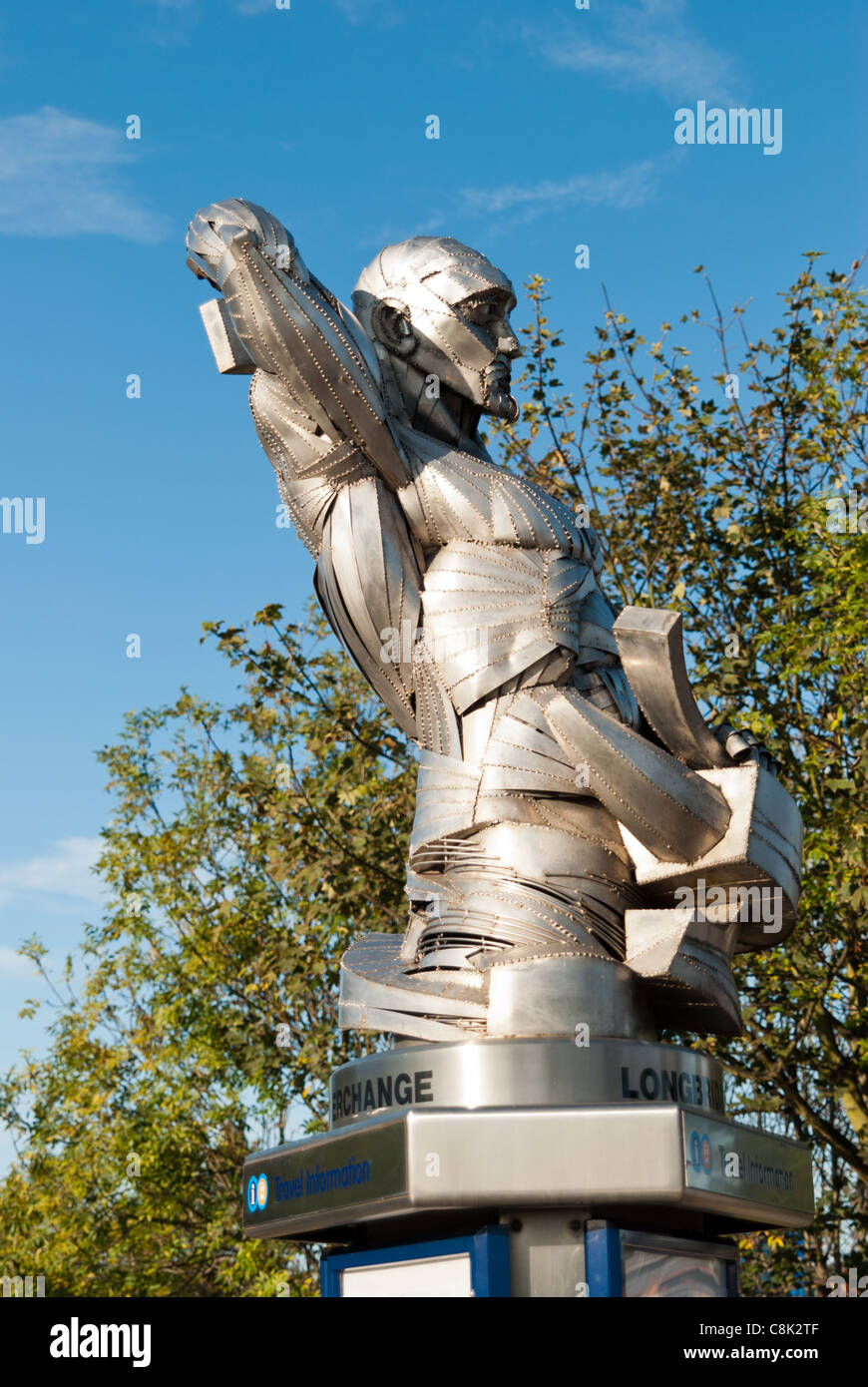 Statue of worker at longbridge Interchange, Birmimgham, UK Stock Photo ...