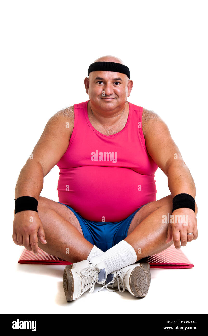 Large fitness man working out isolated in white Stock Photo - Alamy