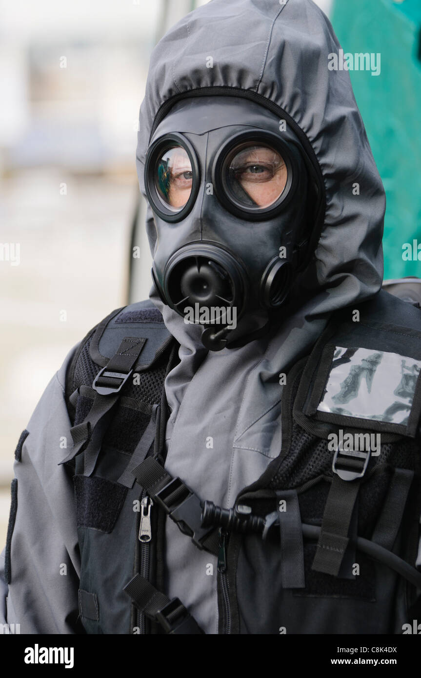 Police officer wearing Quick Don Protective Suit for Chemical Stock ...