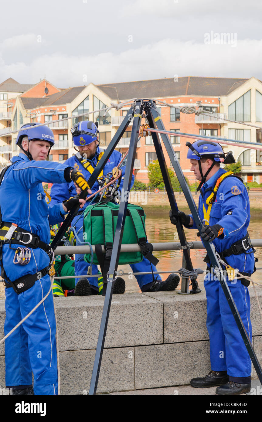 Paramedic is winched down on a rope during the launch of Northern ...