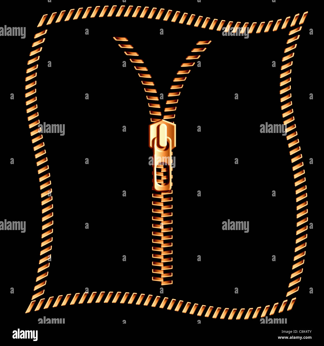 golden zipper isolated in golden frame Stock Photo - Alamy