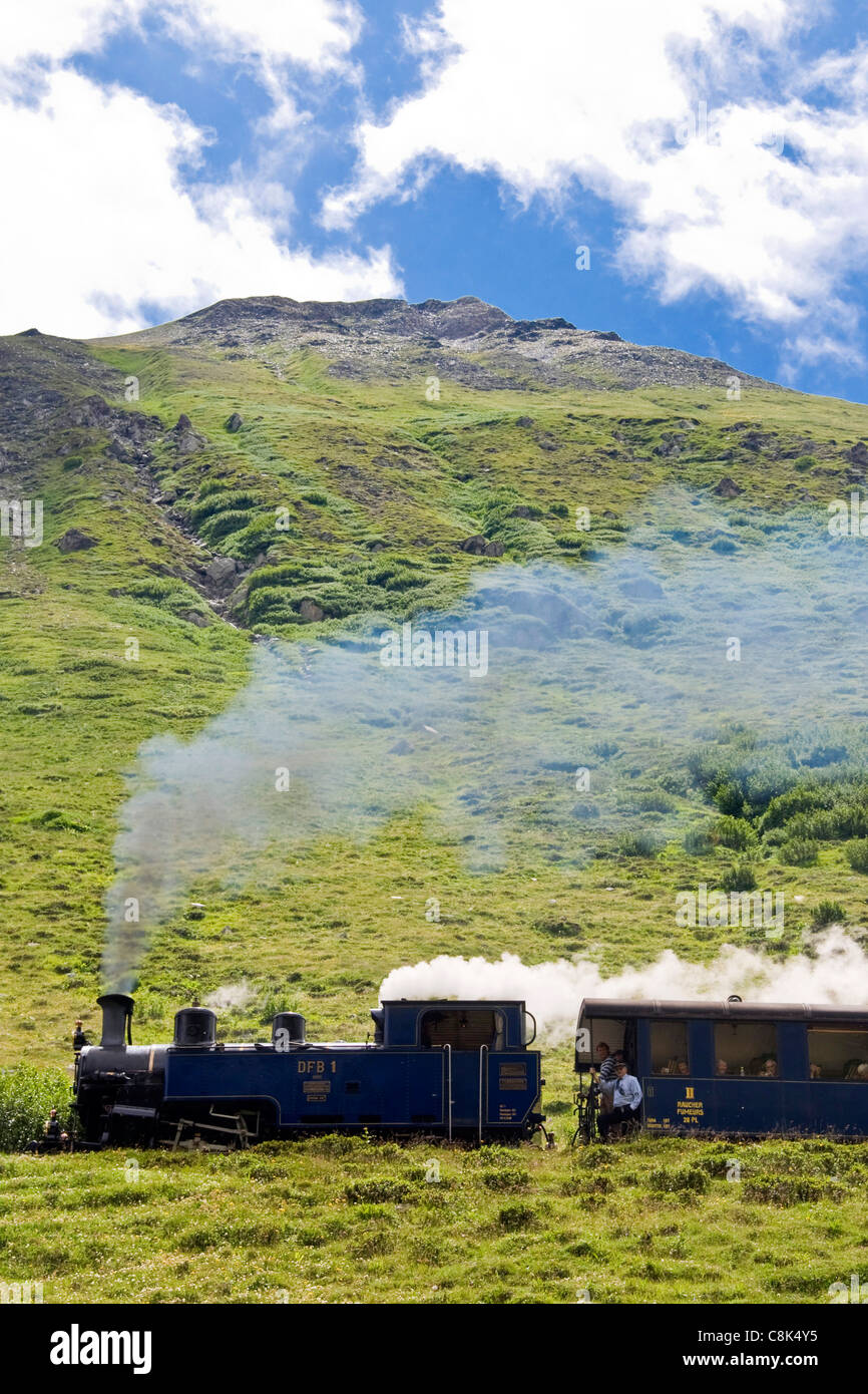 Train, Furka Bergstrecke, Steam Cogwheel Railway Gletsch, Valais ...