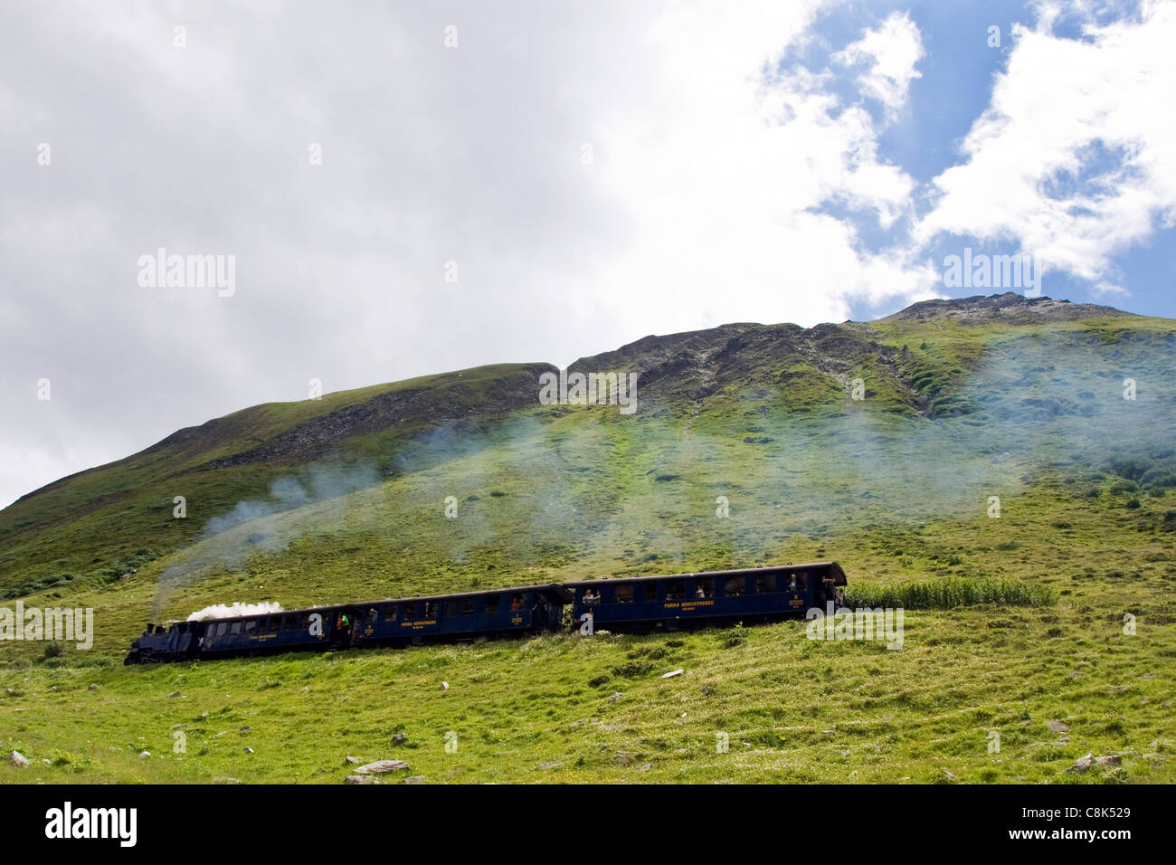 Train, Furka Bergstrecke, Steam Cogwheel Railway Gletsch, Valais ...