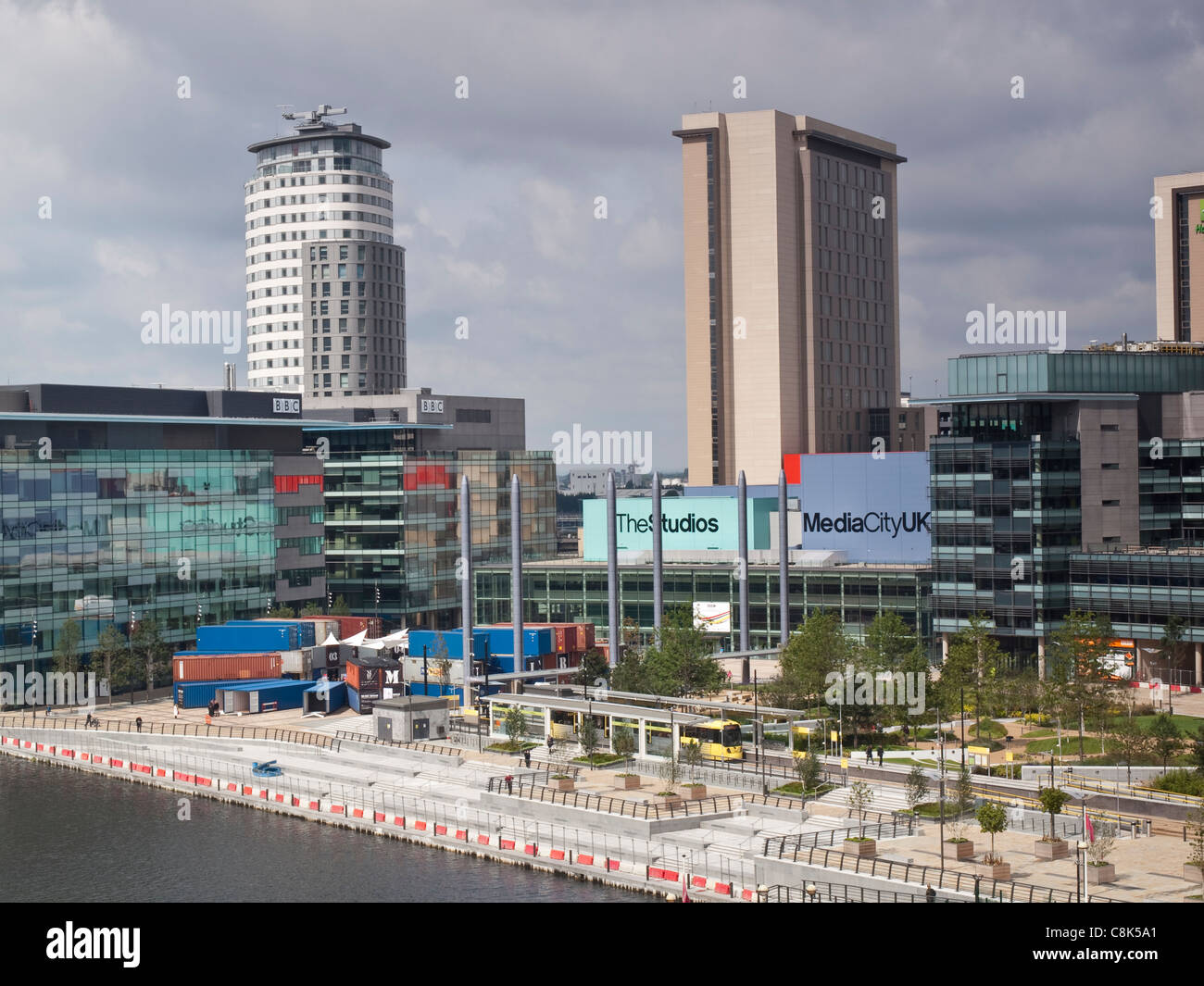 New BBC building among others at the MediaCityUK at Salford Quays with ...