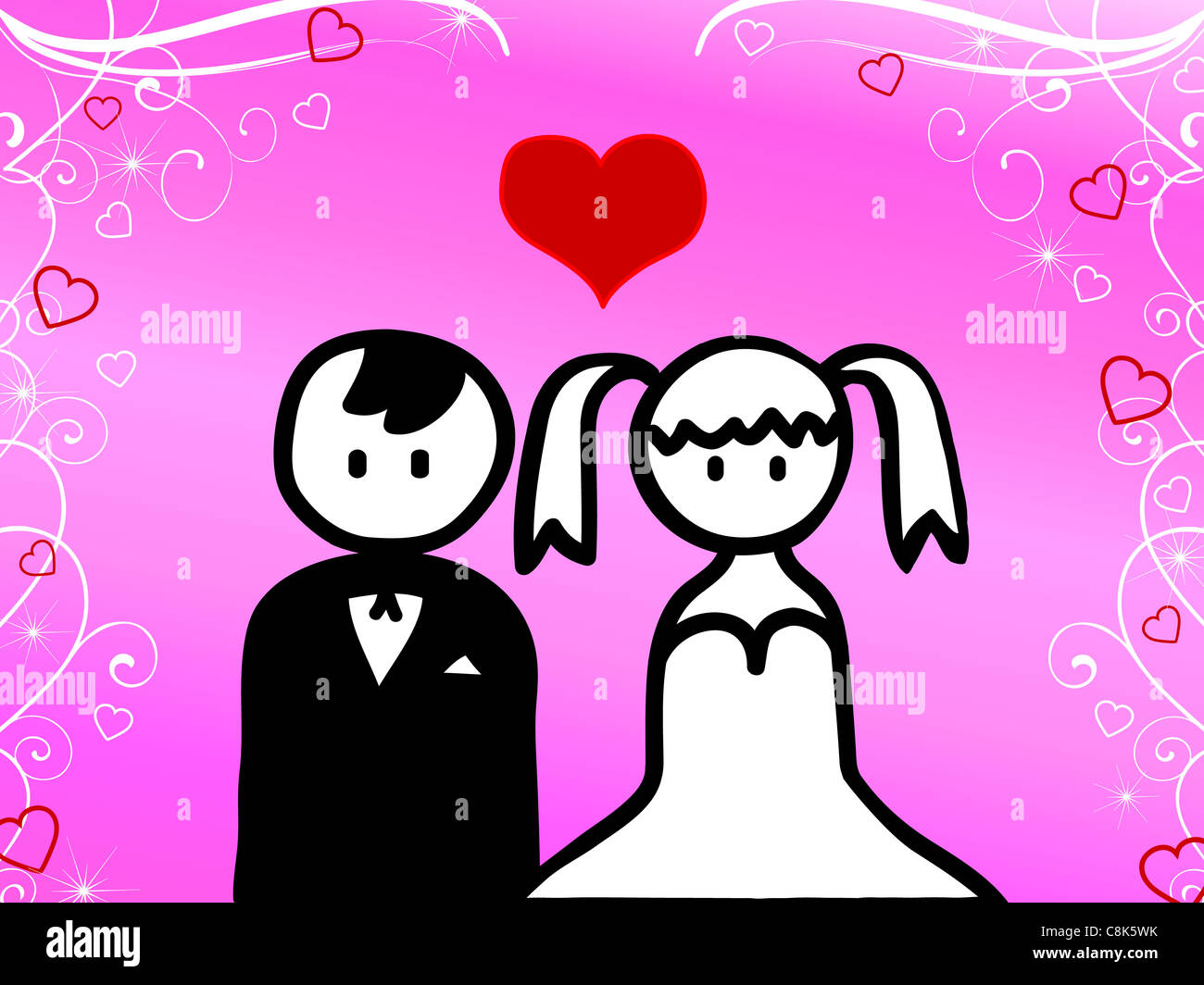 Cartoon couple getting married hi-res stock photography and images - Alamy