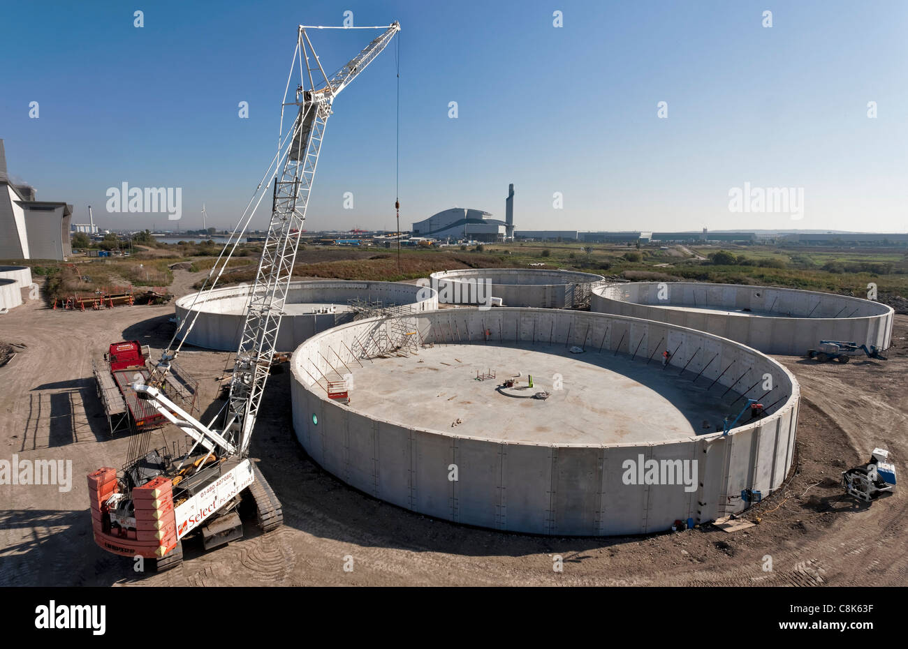 Aerial view water treatment works hi-res stock photography and images ...